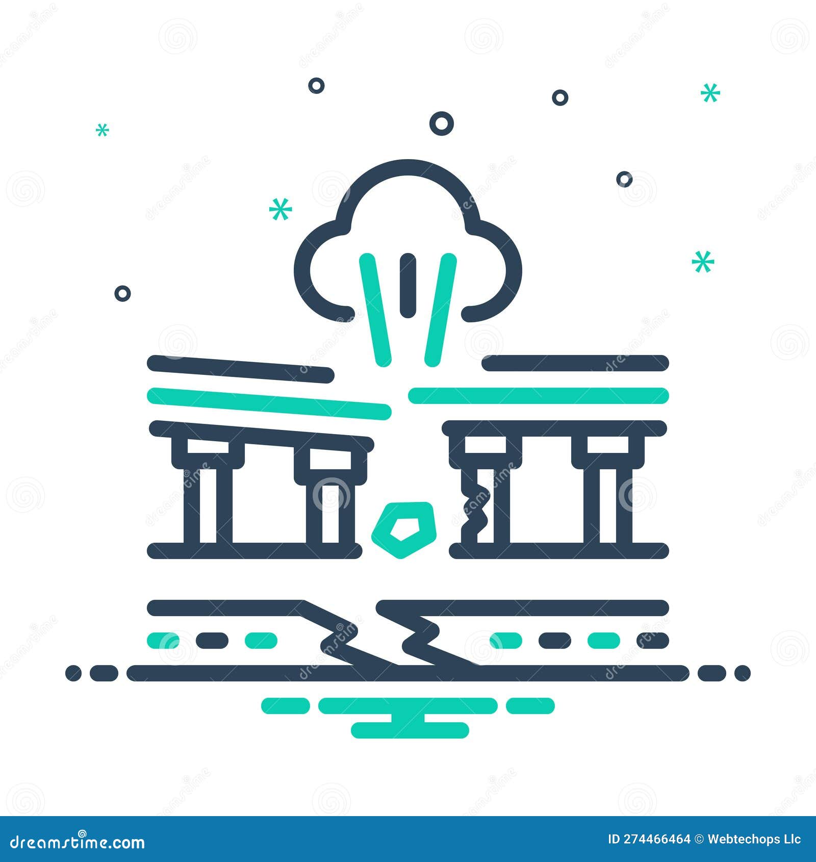 Mix Icon for Destruction, Demolition and Waste Stock Illustration ...