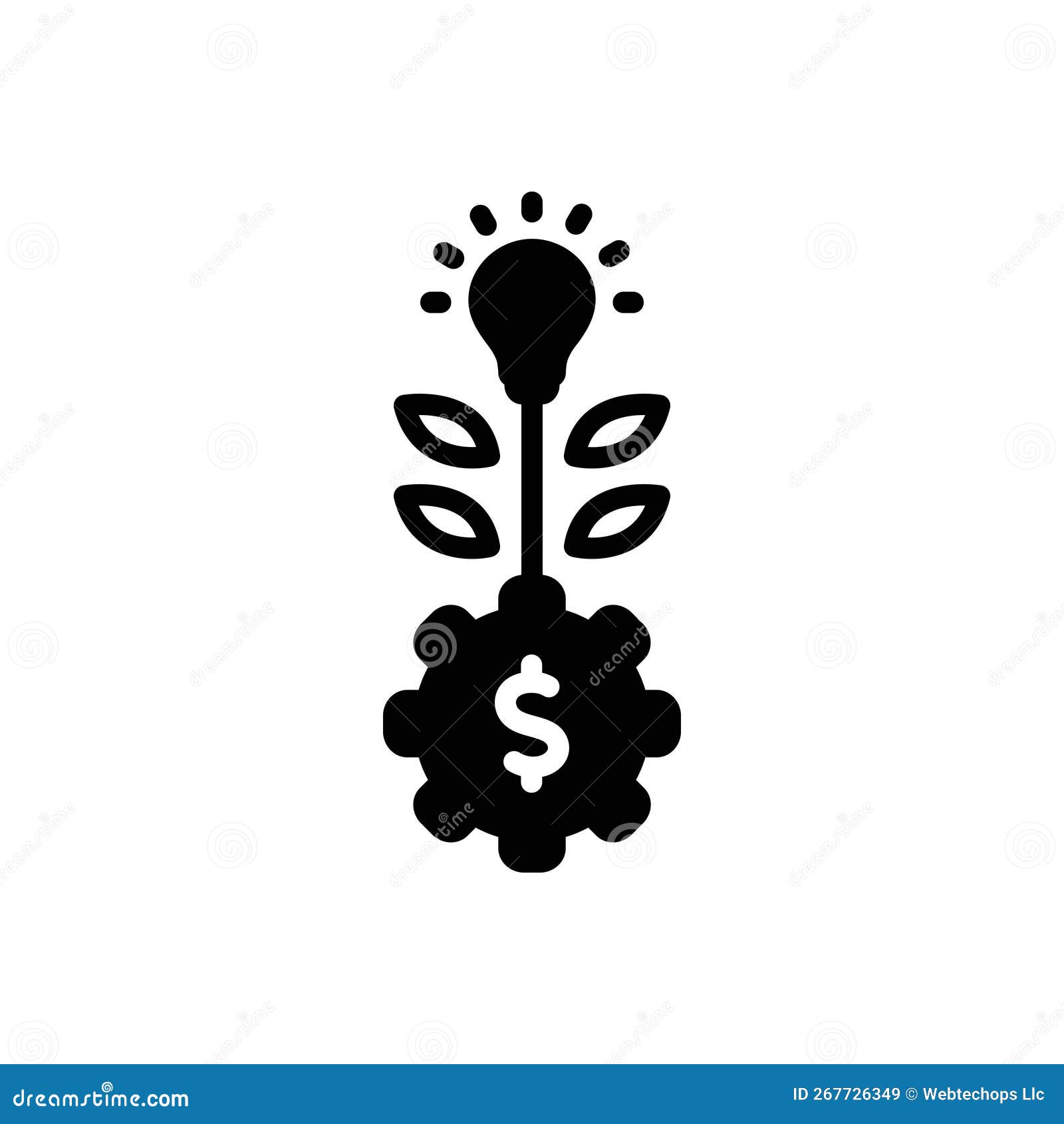 Black Solid Icon for Development, Plant and Bulb Stock Illustration ...