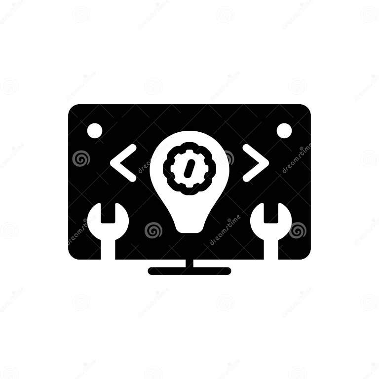 Black Solid Icon for Develops, Evolve an Progress Stock Vector ...