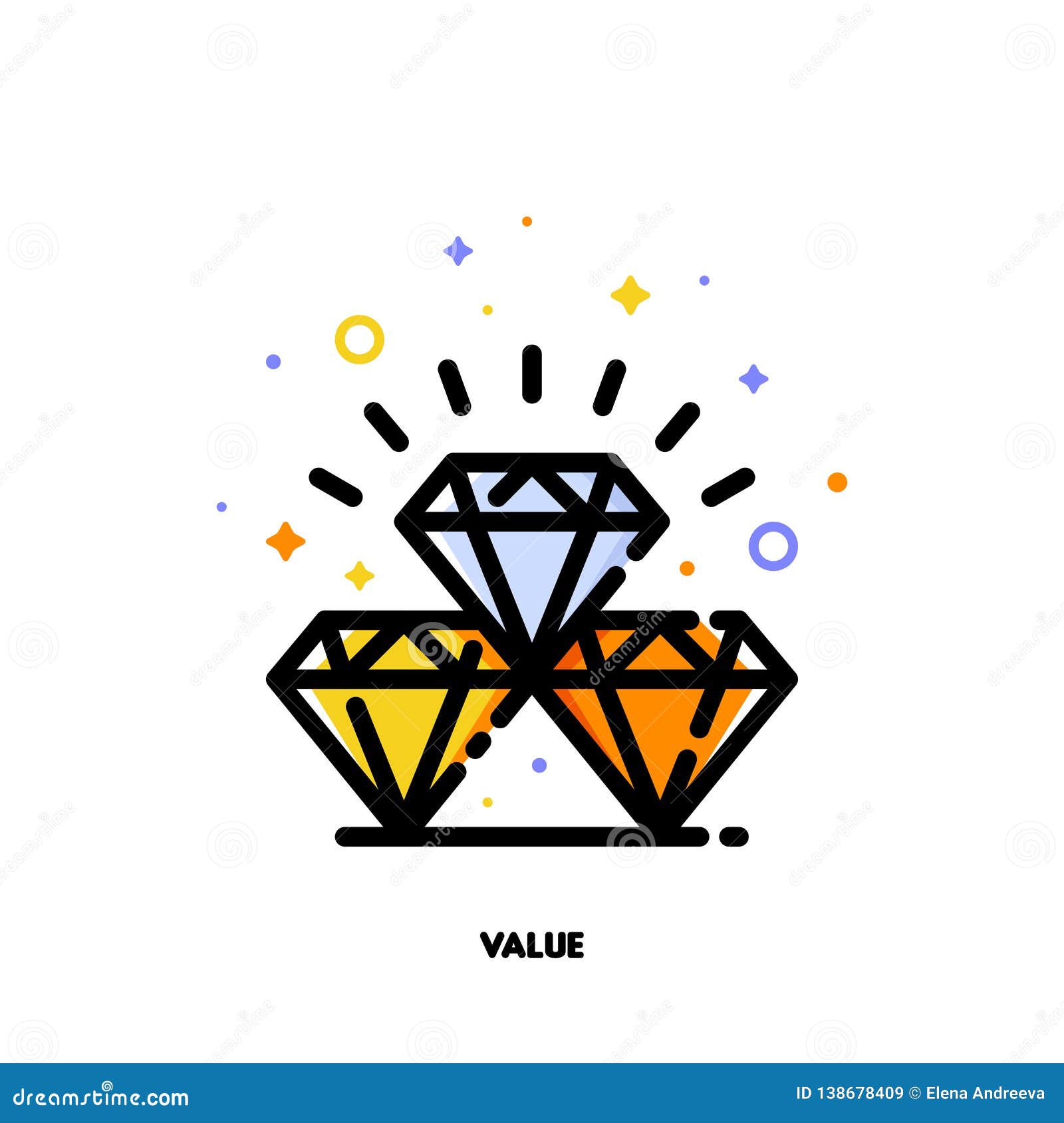 Icon of Diamonds for Value Concept. Flat Filled Outline Style. Pixel ...