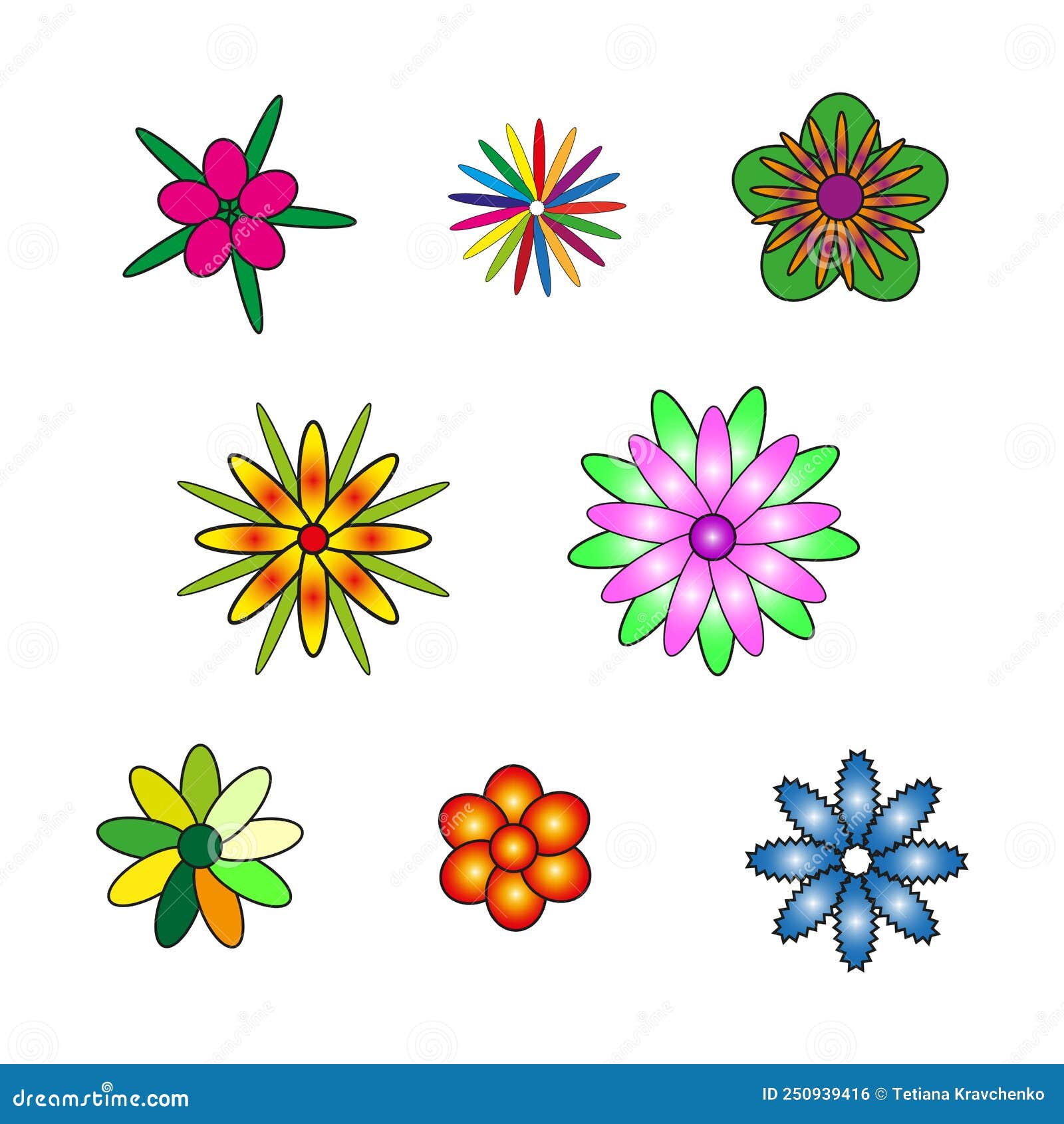 Icon with Different Flowers. Doodle Button with Different Flowers ...