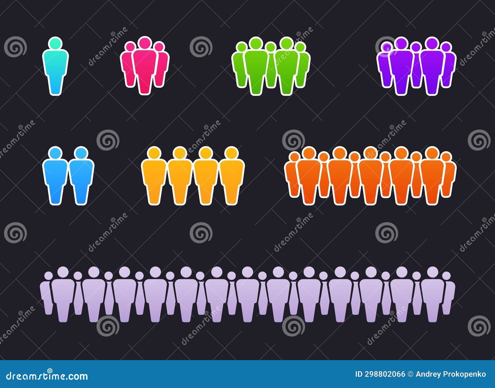 Icon of Different Groups of People by Number Stock Illustration ...