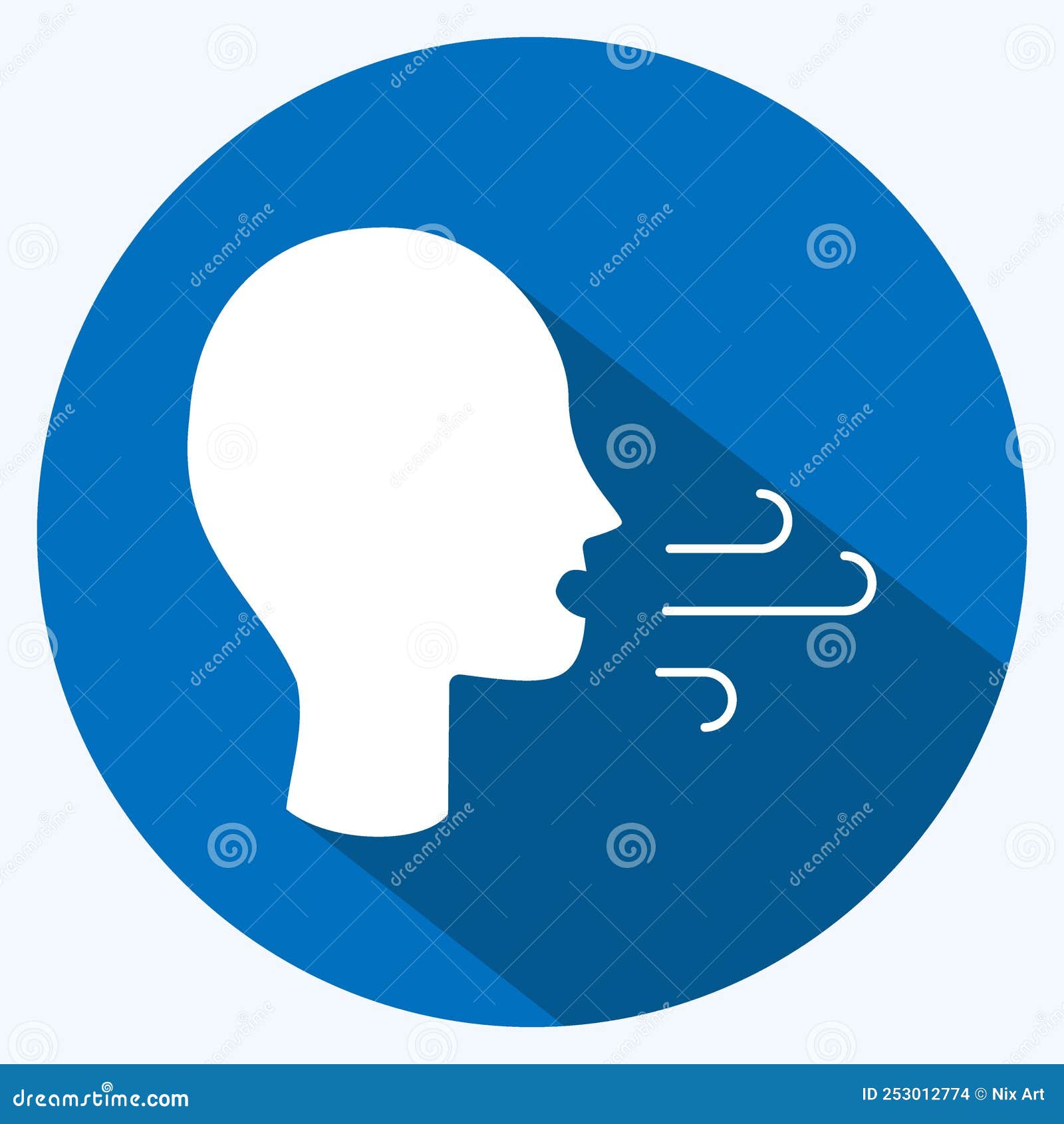 Icon Difficulty Breathing. Suitable for Flu Symbol. Long Shadow Style ...