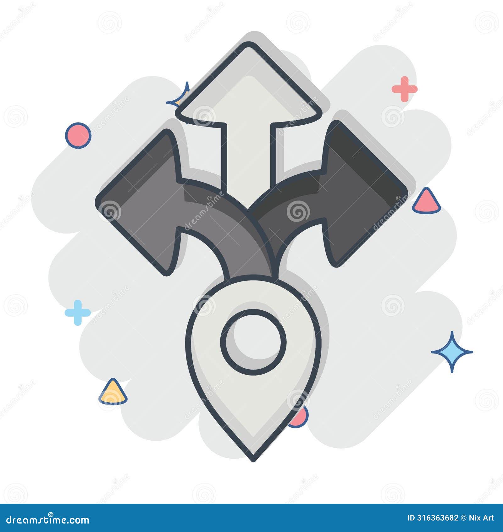 Icon Direction. Related To Navigation Symbol. Comic Style Stock ...