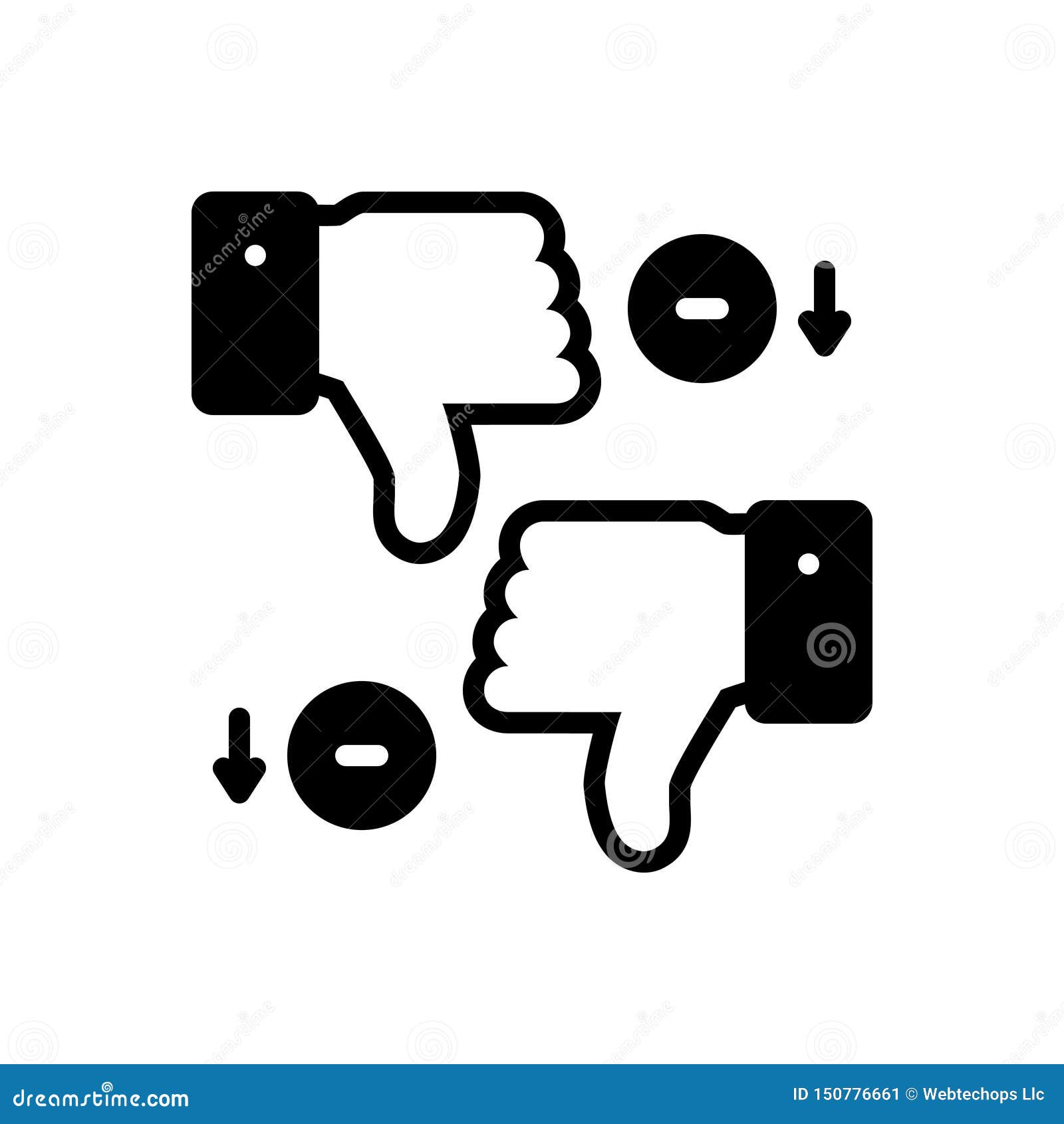 Black Solid Icon for Disadvantages, Unlike and Thumb Stock Vector ...