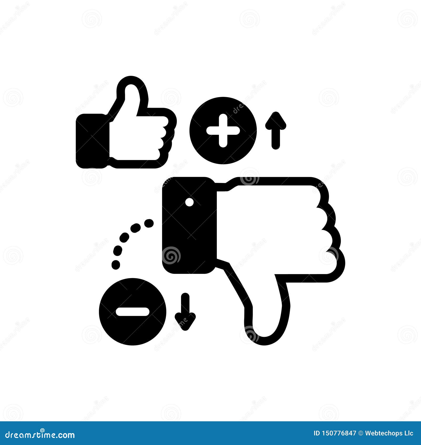 Black Solid Icon for Disadvantages, Unlike and Thumb Stock Vector ...
