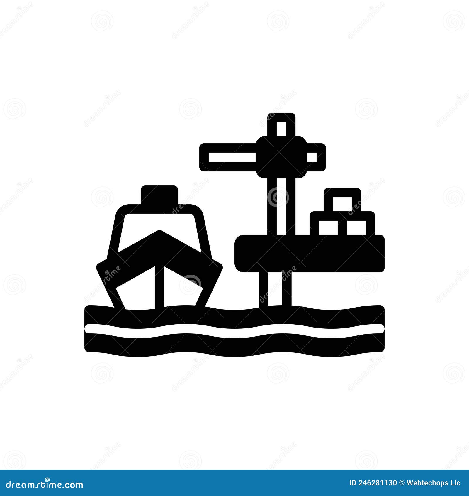 Black Solid Icon for Dock, Marine and Port Stock Vector - Illustration ...