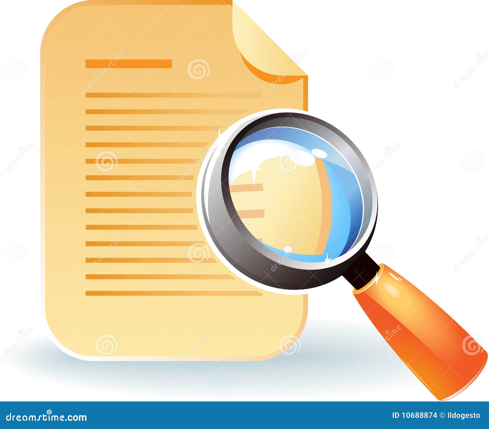 Icon of document and lens stock vector. Illustration of glass - 10688874