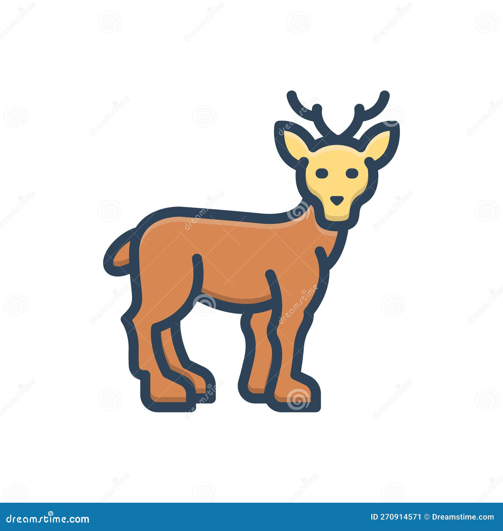 Color Illustration Icon for Doe, Female Deer and Antler Stock Vector ...