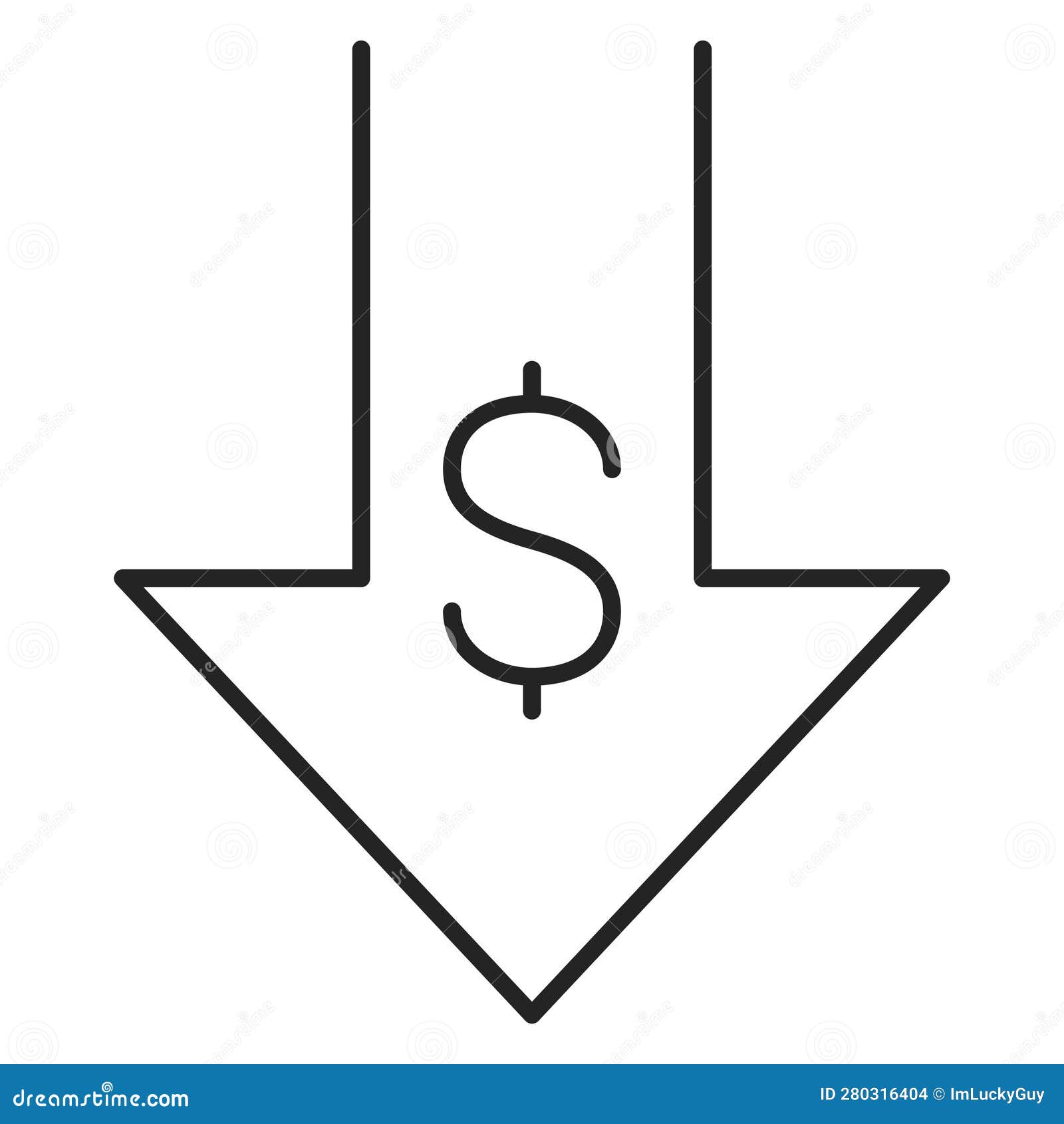 Icon of a Dollar Falling Down Vector Isolated Stock Vector - Illustration of dollar, isolated ...