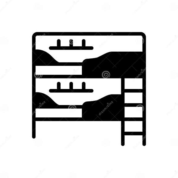 Black Solid Icon for Dormitory, Hostel and Dorm Stock Vector ...