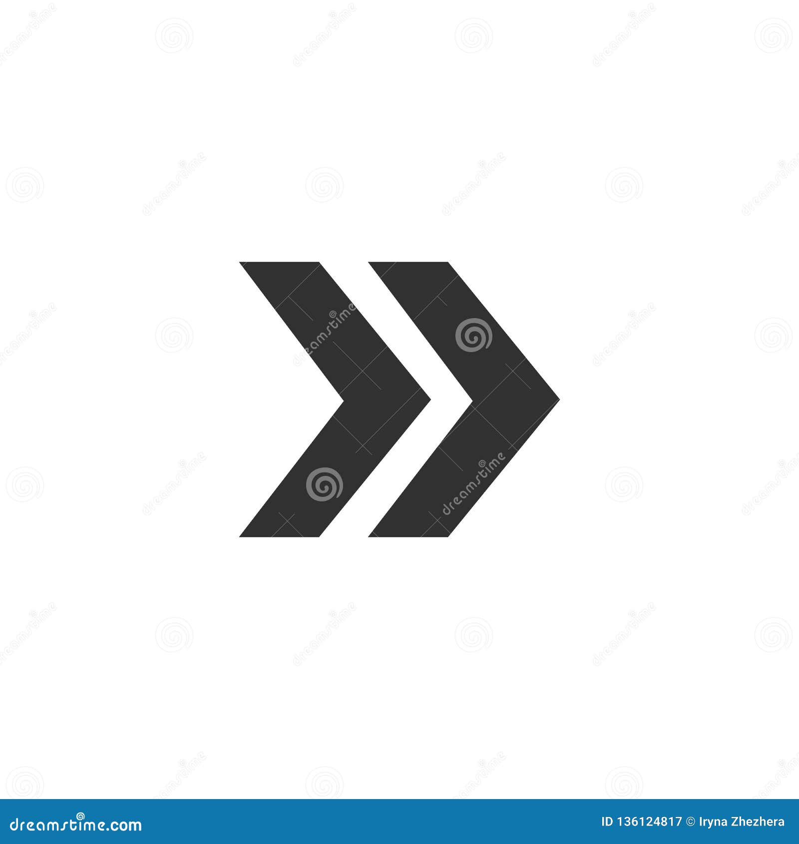 Icon of Double Right Rectangular Arrow. Vector Illustration Isolated on ...