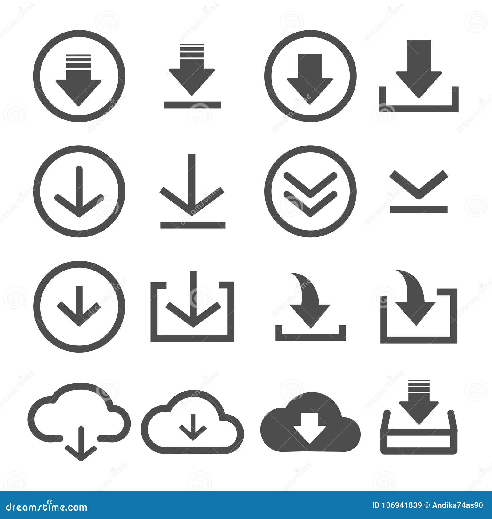 16 Icon Download Round and Flat Line Stock Vector - Illustration of ...