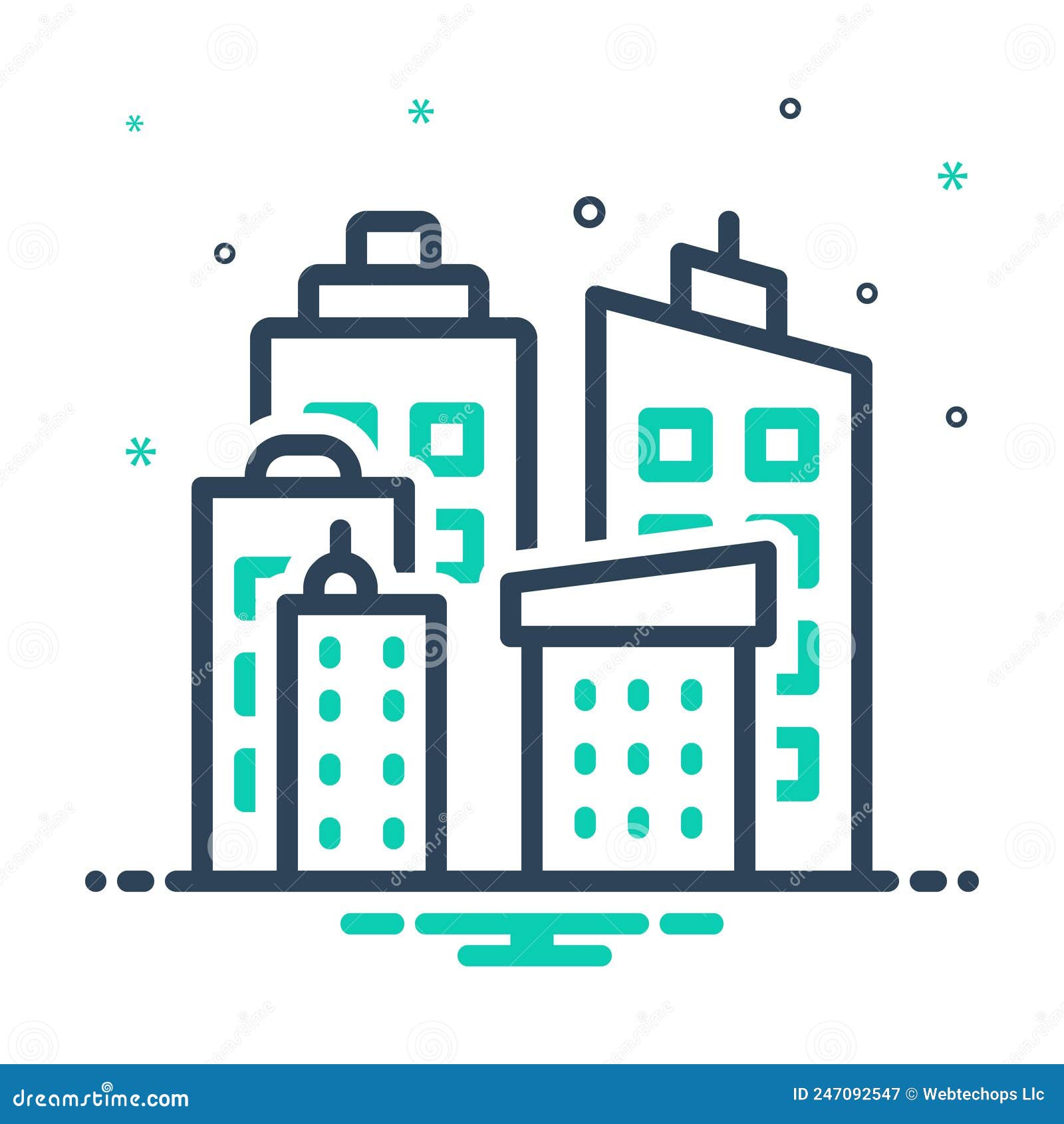 Mix Icon for Downtown, Center and City Stock Vector - Illustration of ...