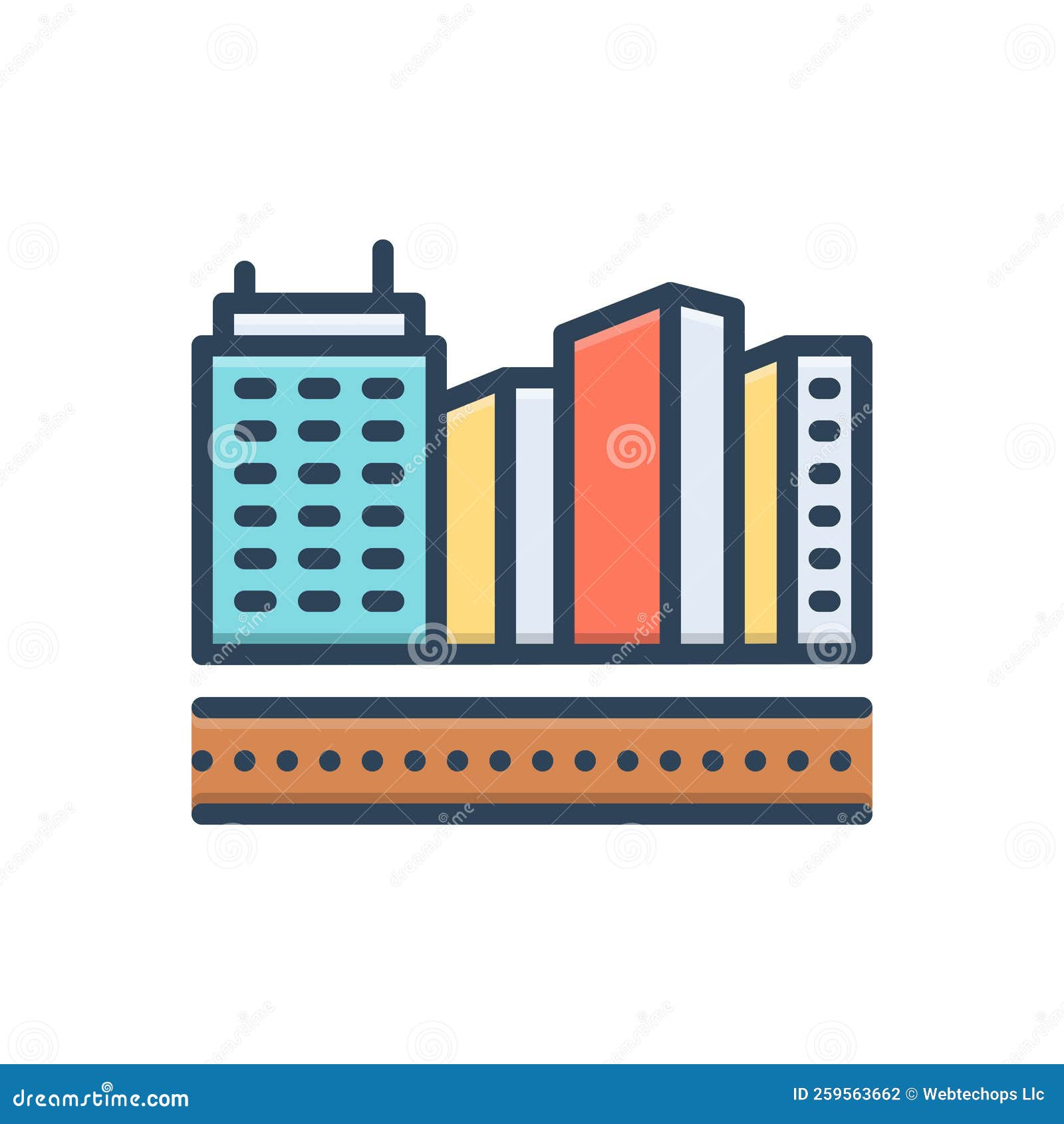 Color Illustration Icon for Downtown, City and Midtown Stock ...