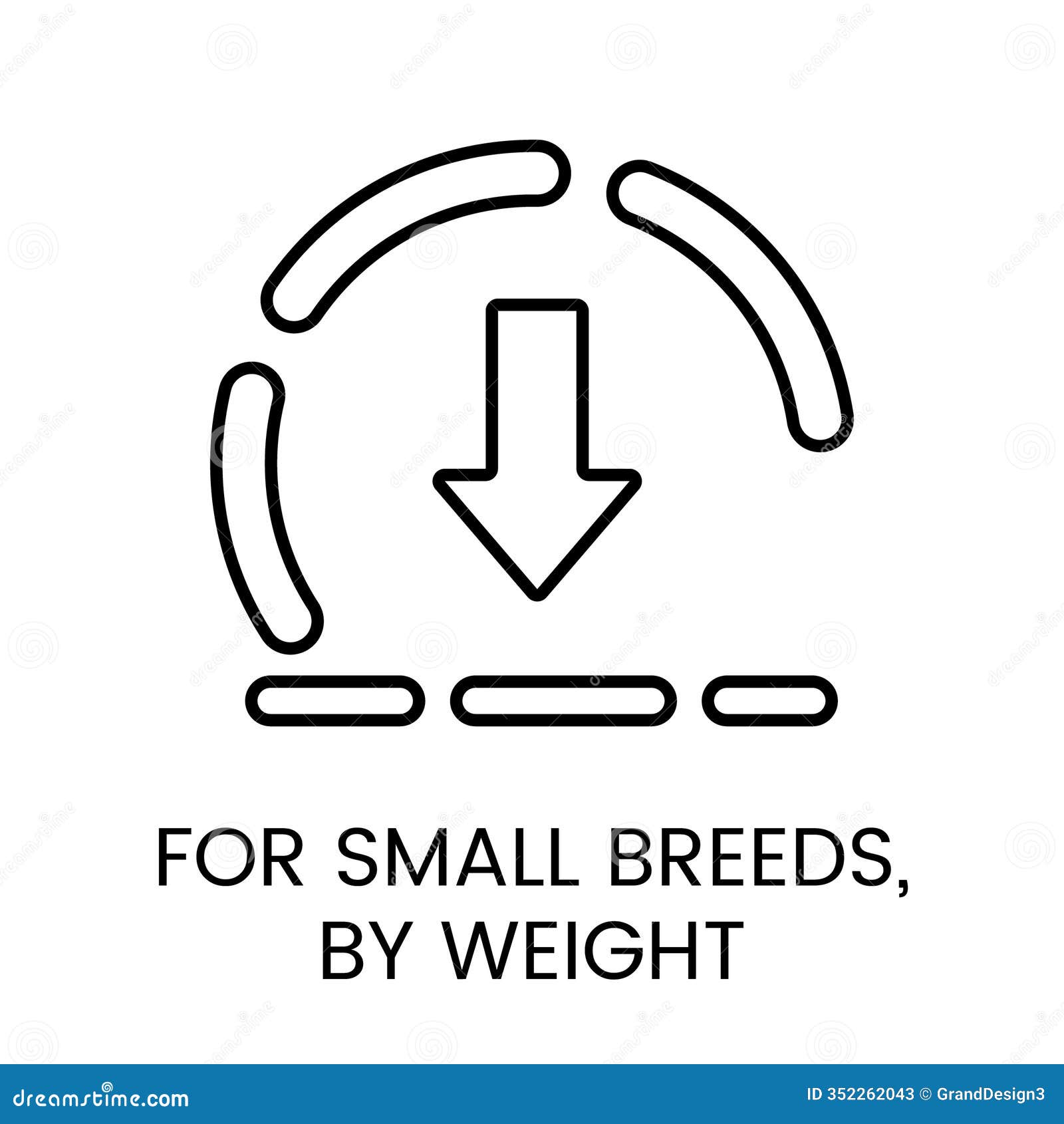 An Icon of a Downward Arrow with Dashed Segments in Vector ...