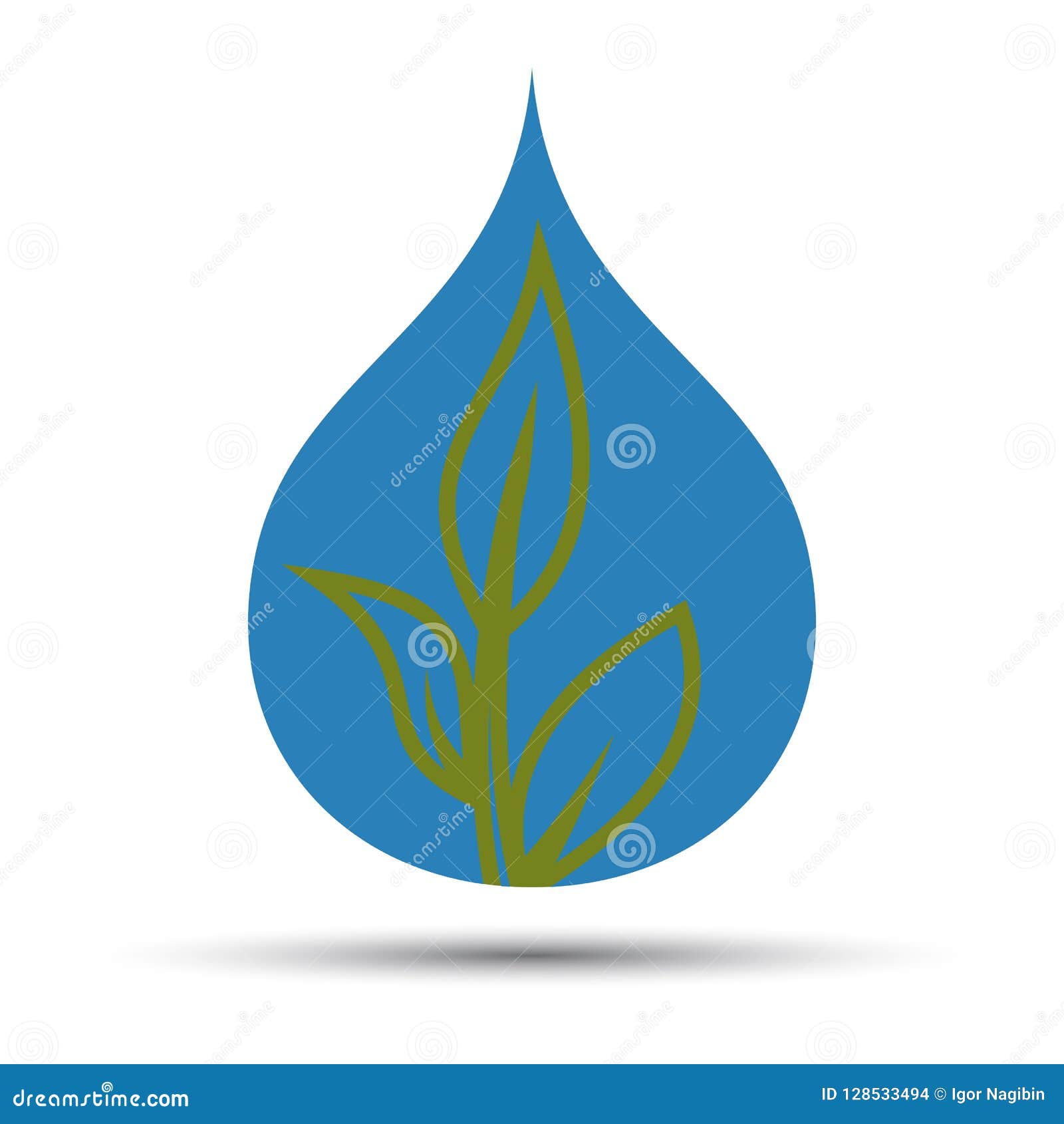 Icon of a Drop of Water with a Growing Plant Stock Illustration ...