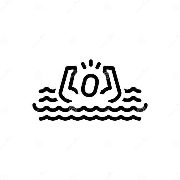 Black Line Icon for Drowning, Life in Danger and Accident Stock ...