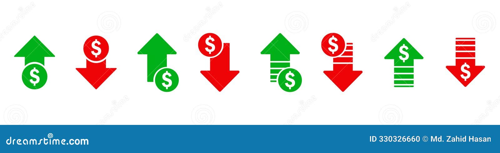 Earning Money Increase Decrease Icon with Arrow Symbol Profit and Loss Vector Icon Illustration ...