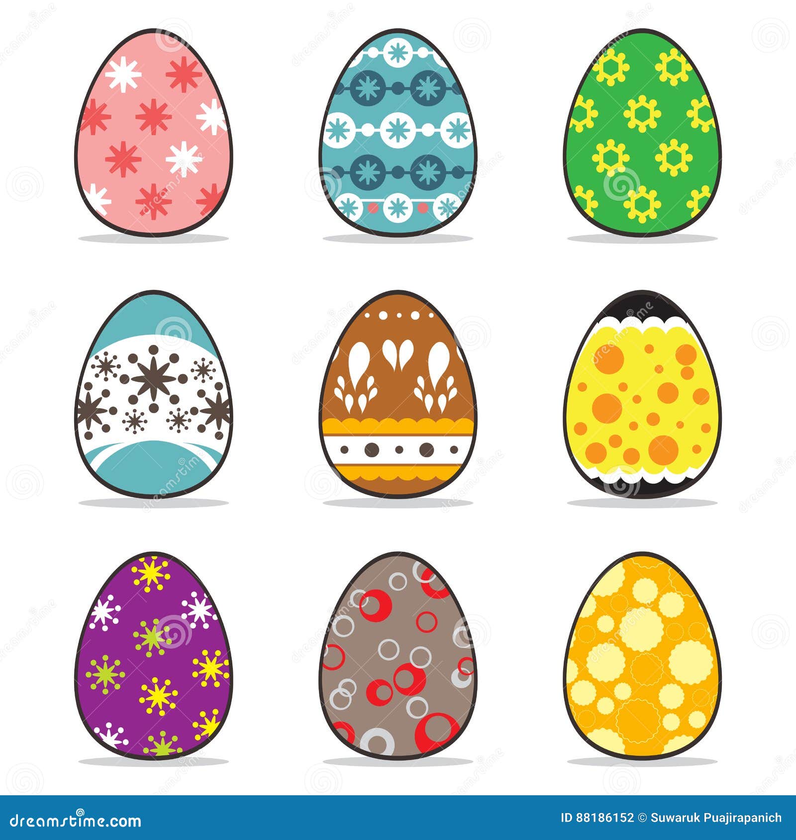 Icon easter egg set stock vector. Illustration of floral - 88186152