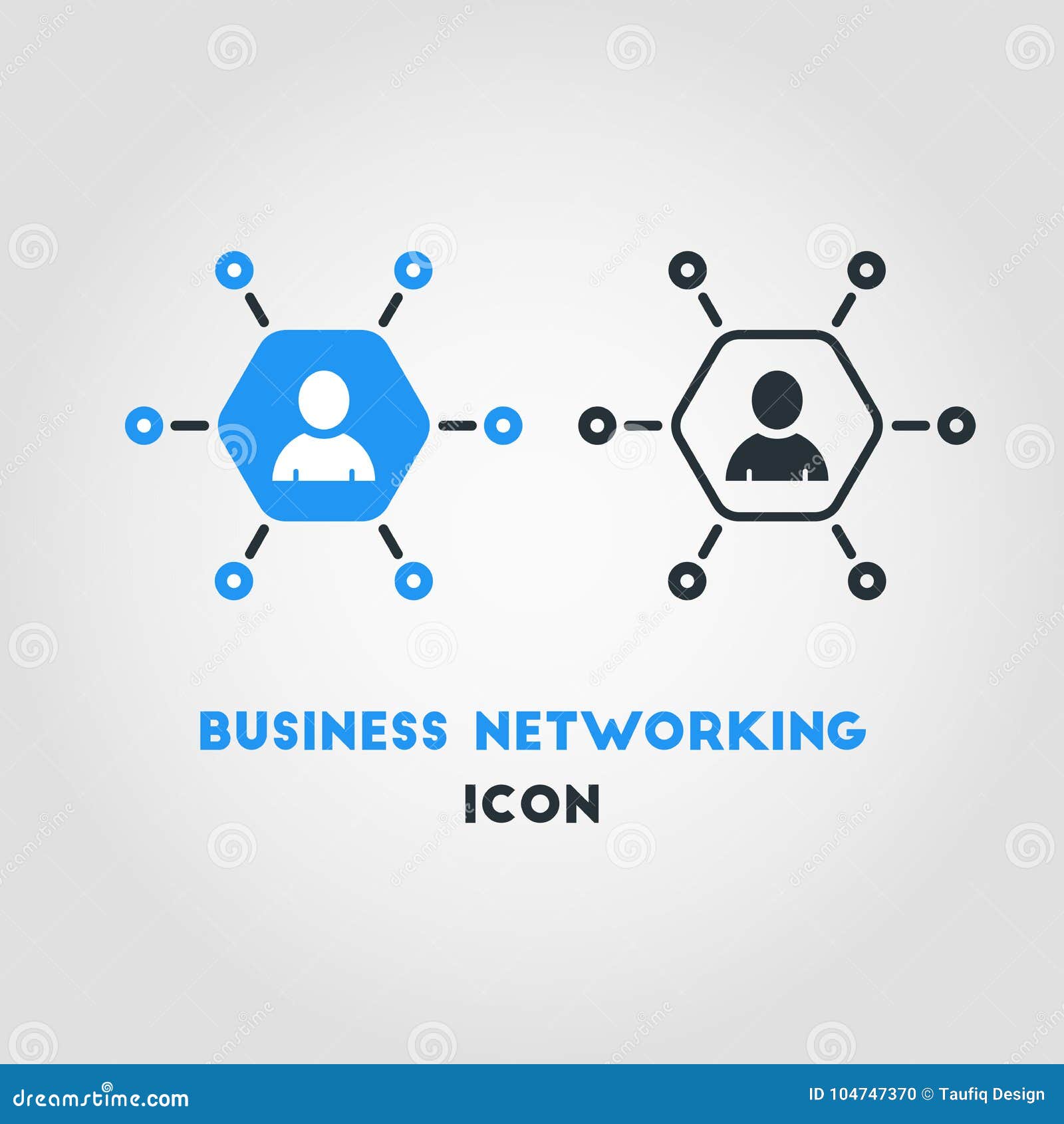 Simple Business Networking Icon in Blue Hexagon Icon Stock Vector ...