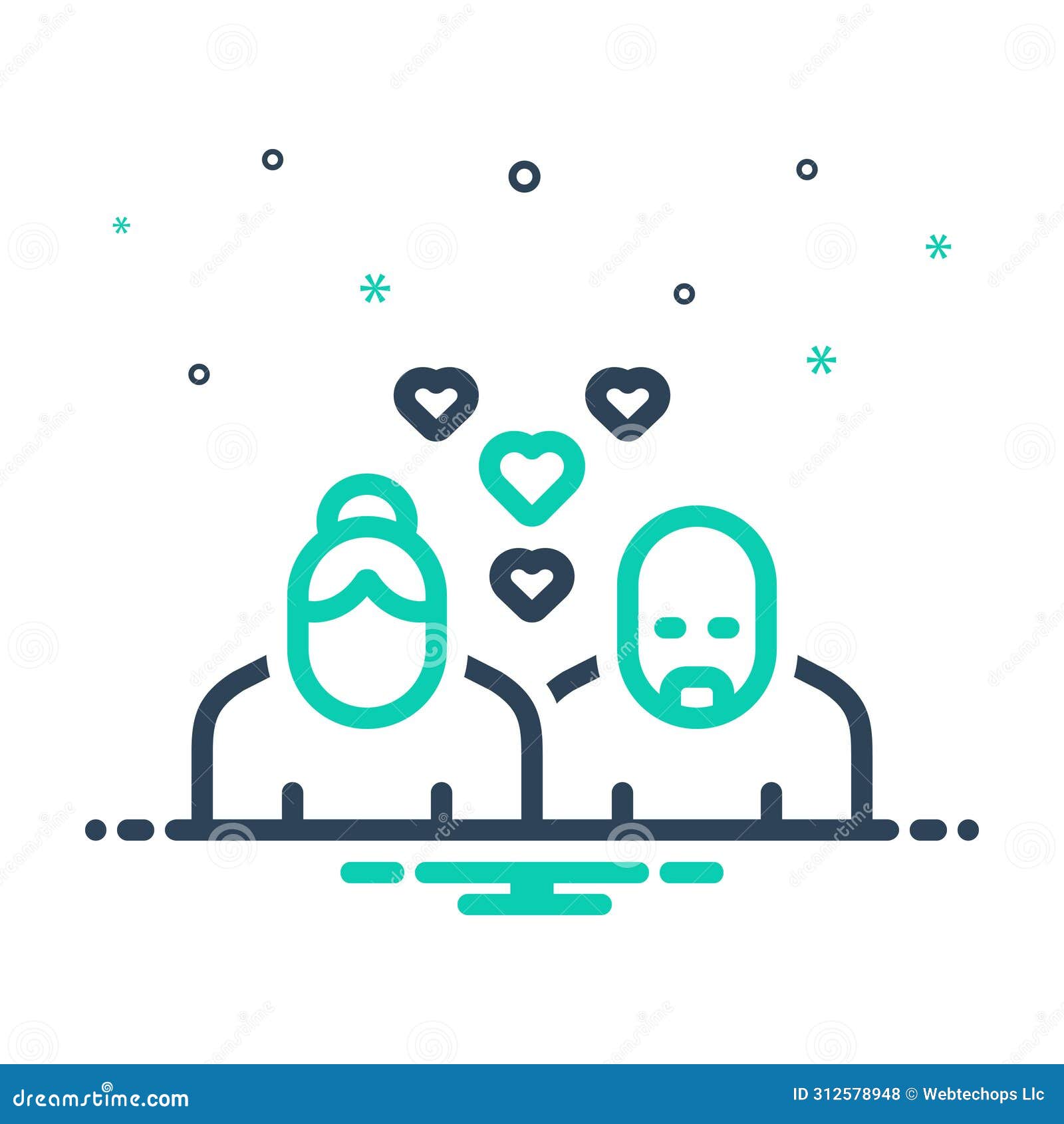 Mix Icon for Elderly Couple, Elderly and Married Stock Vector ...