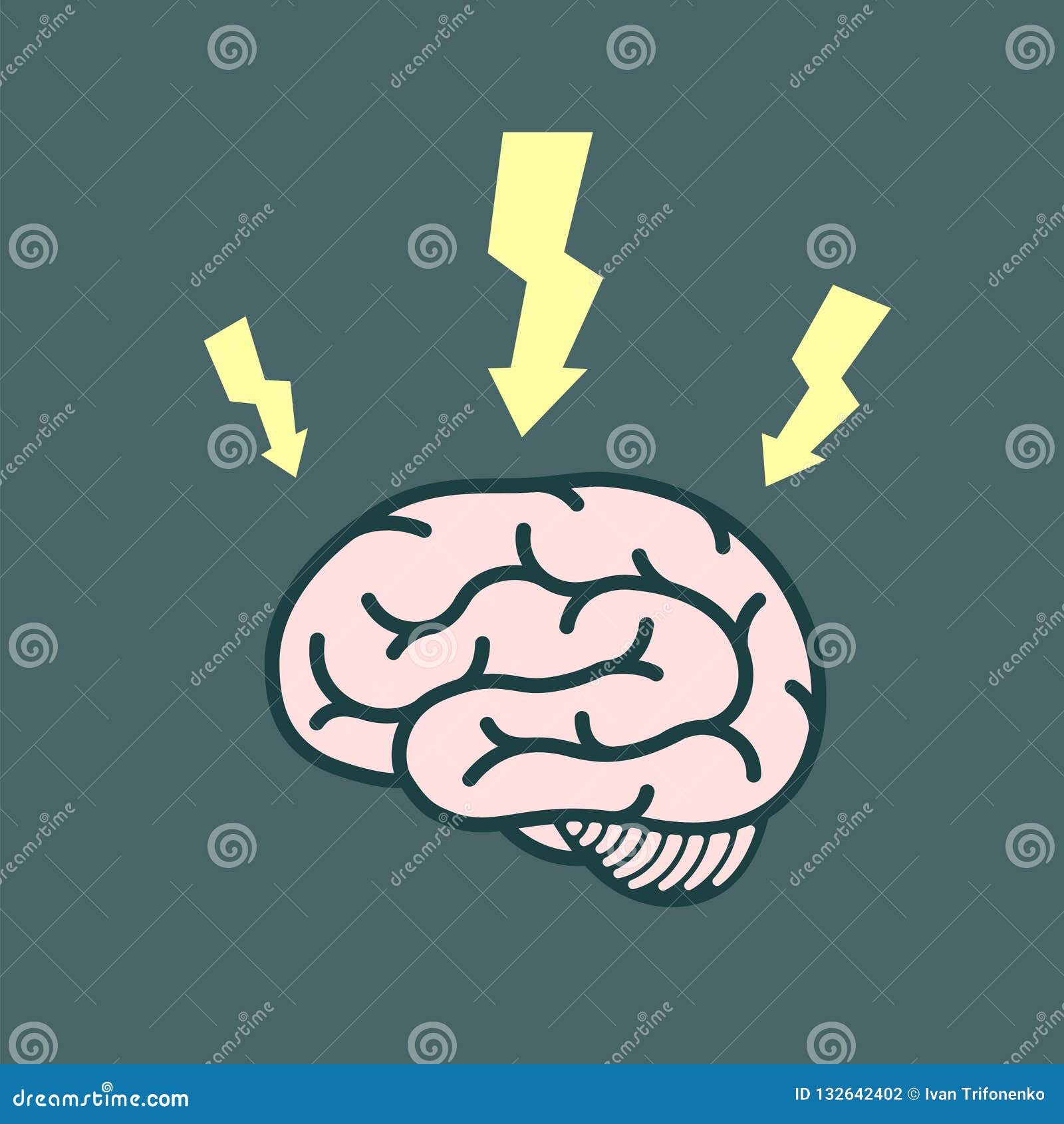 Icon Electrical Discharges Around the Human Brain Stock Vector ...