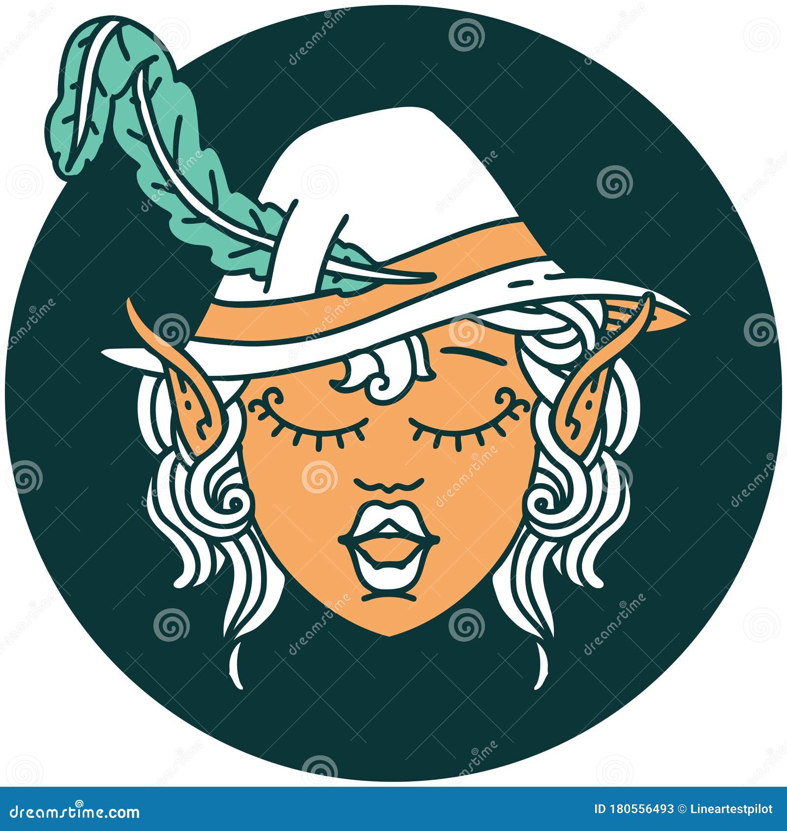 Elf Bard Character Face Icon Stock Vector - Illustration of drawing ...