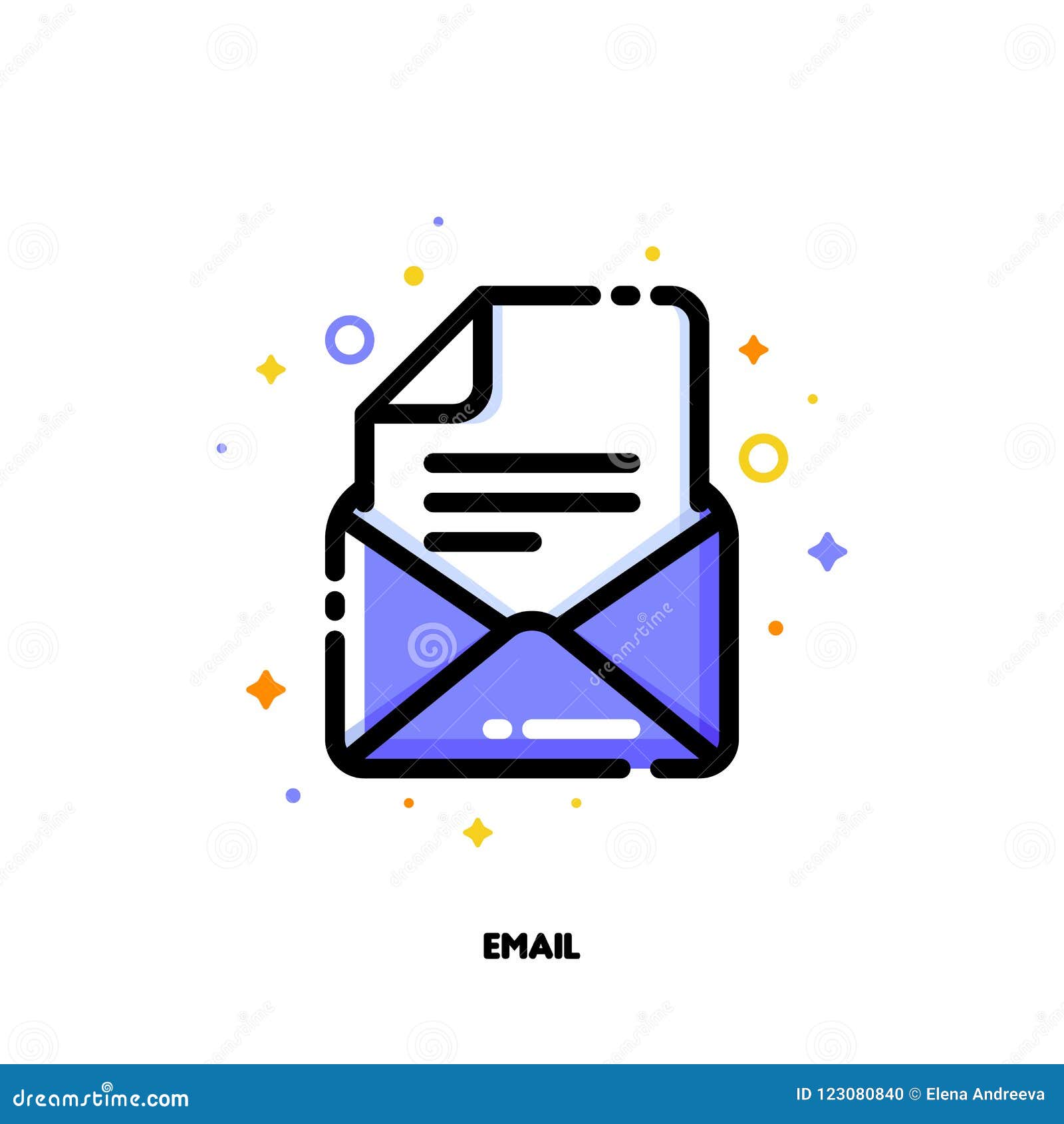 Icon of Email for Help and Support Concept. Flat Filled Outline Stock ...