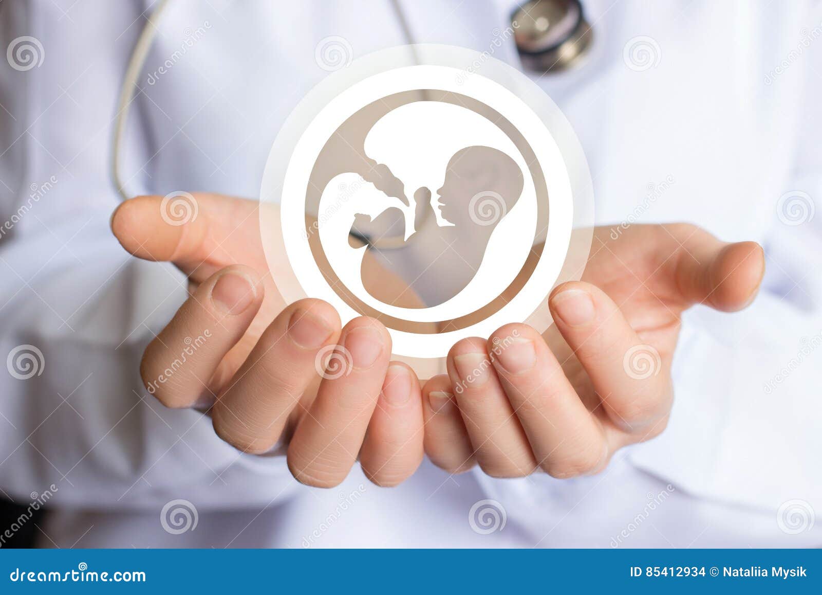 Icon of the Embryo in the Doctor`s Hand. Stock Photo - Image of ...