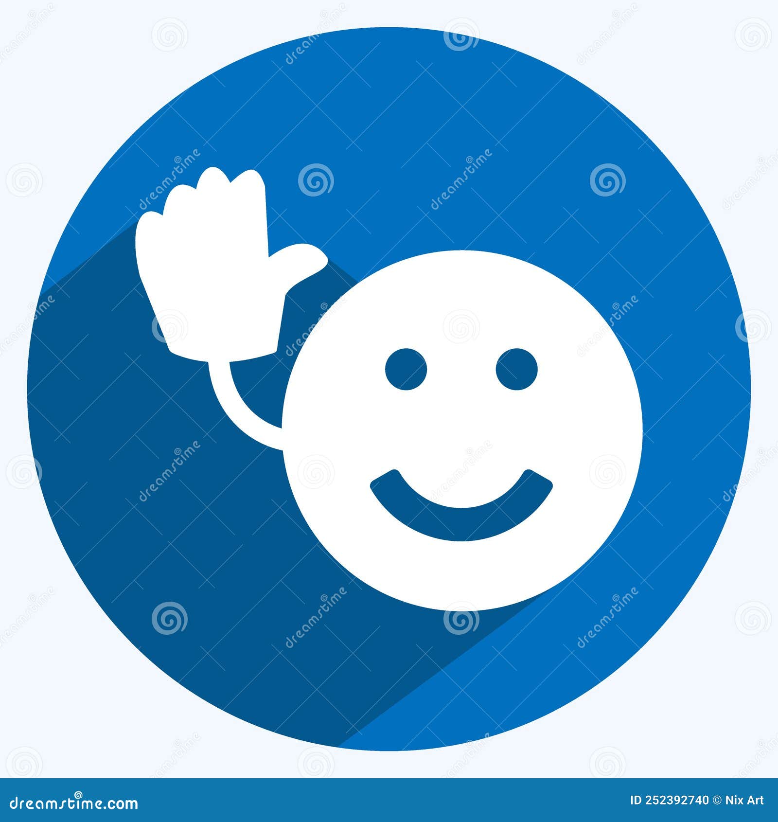 Icon Emoticon Bye. Suitable for Emoticon Symbol. Long Shadow Style ...