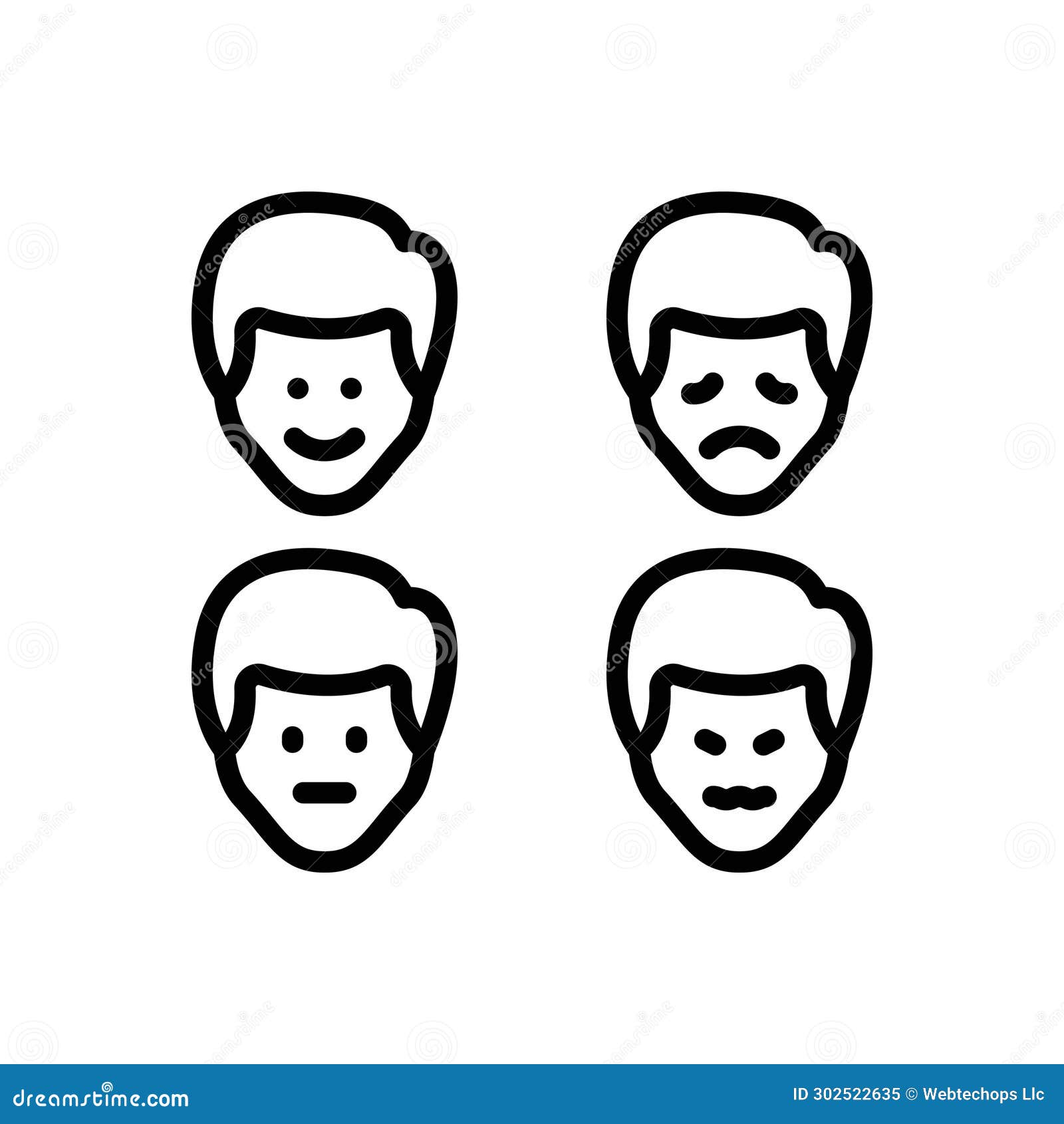 Black Line Icon for Emotions, Reaction and Feeling Stock Vector ...