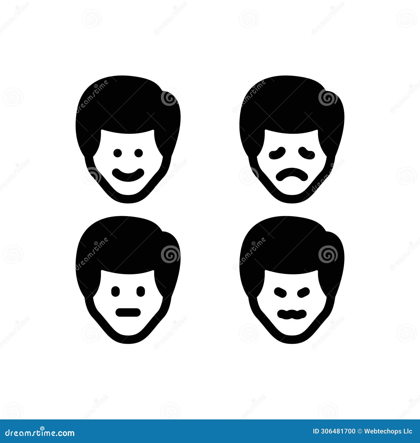 Black Solid Icon for Emotions, Reaction and Feeling Stock Illustration ...