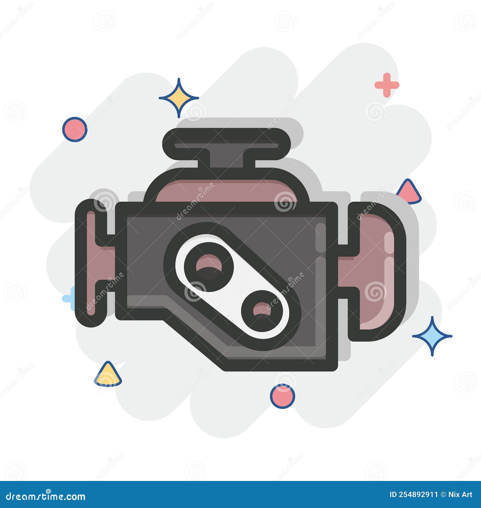 Icon Engine Warning. Suitable for Automotive Symbol. Comic Style ...