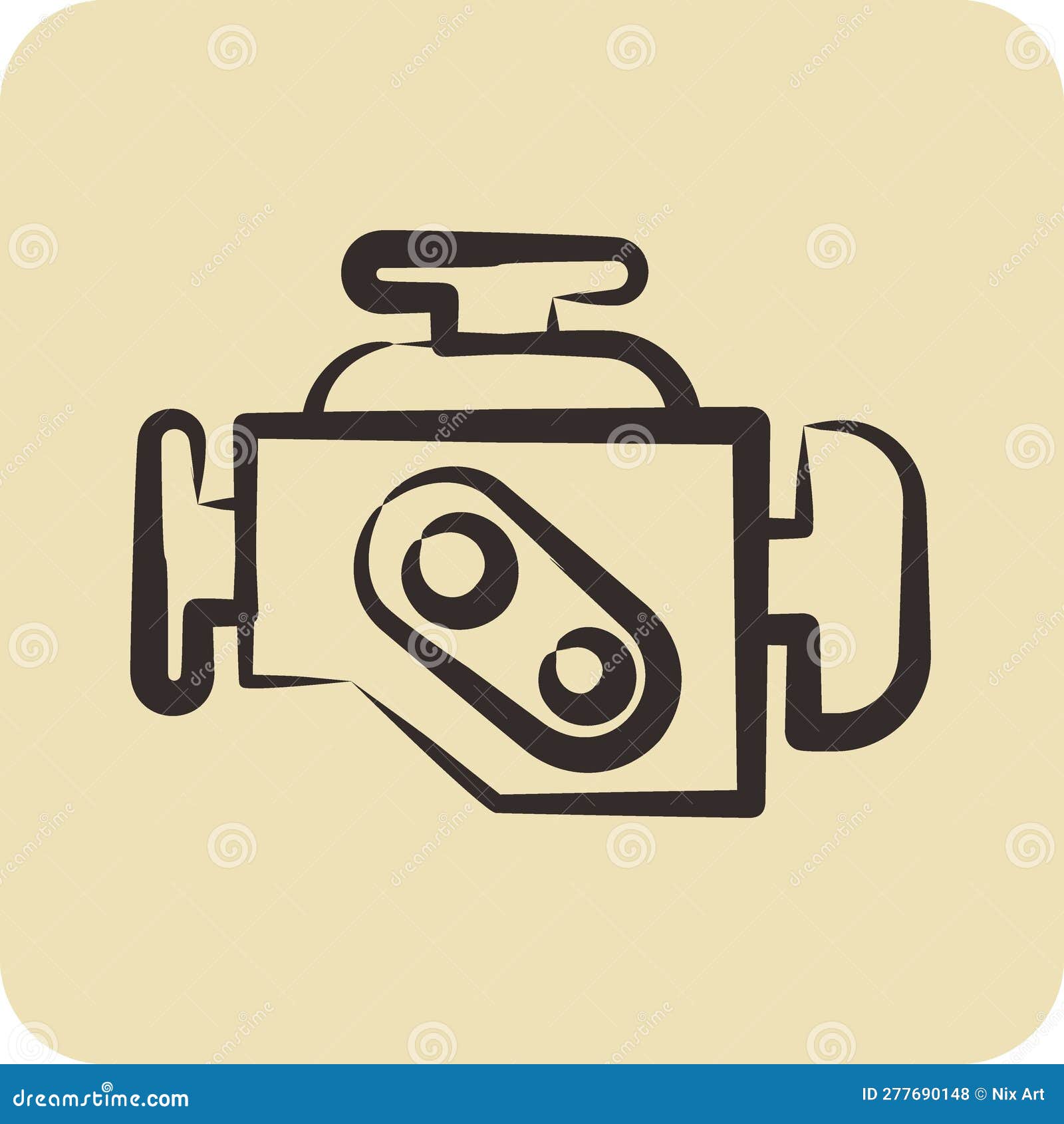 Icon Engine Warning. Suitable for Automotive Symbol. Hand Drawn Style ...