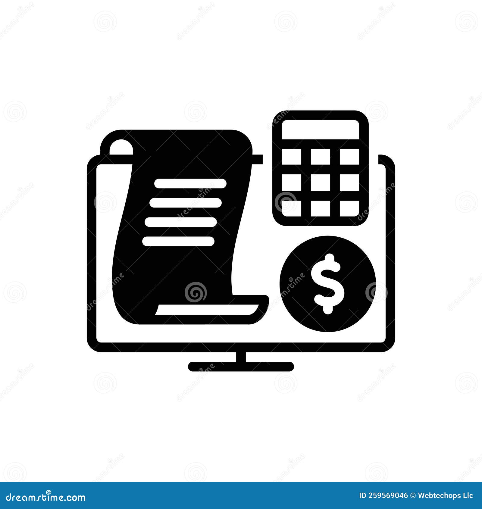 Black Solid Icon for Estimation, Accounting and Approximation Stock ...