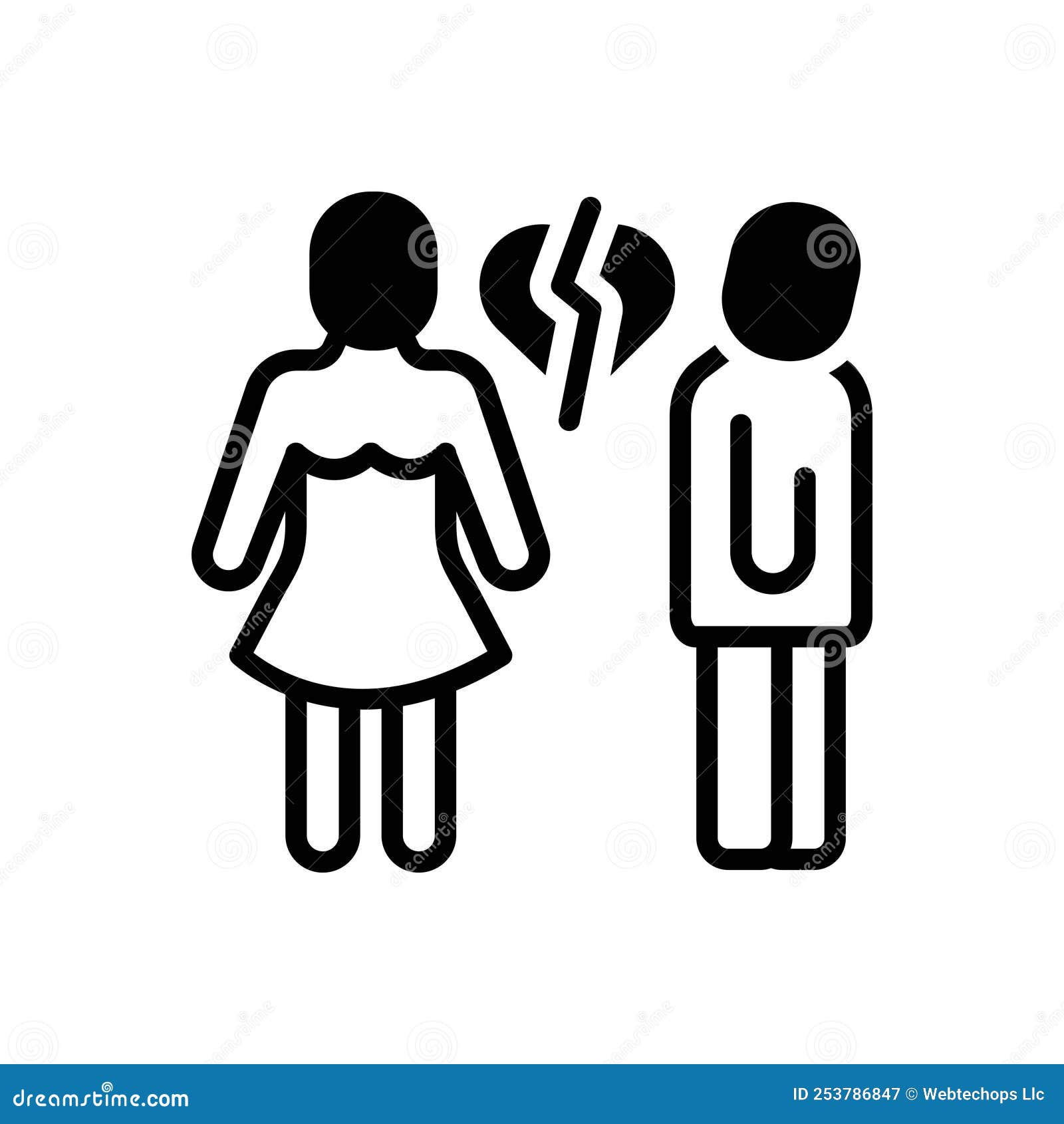 Black Solid Icon for Ex, Couple and Girlfriend Stock Illustration ...