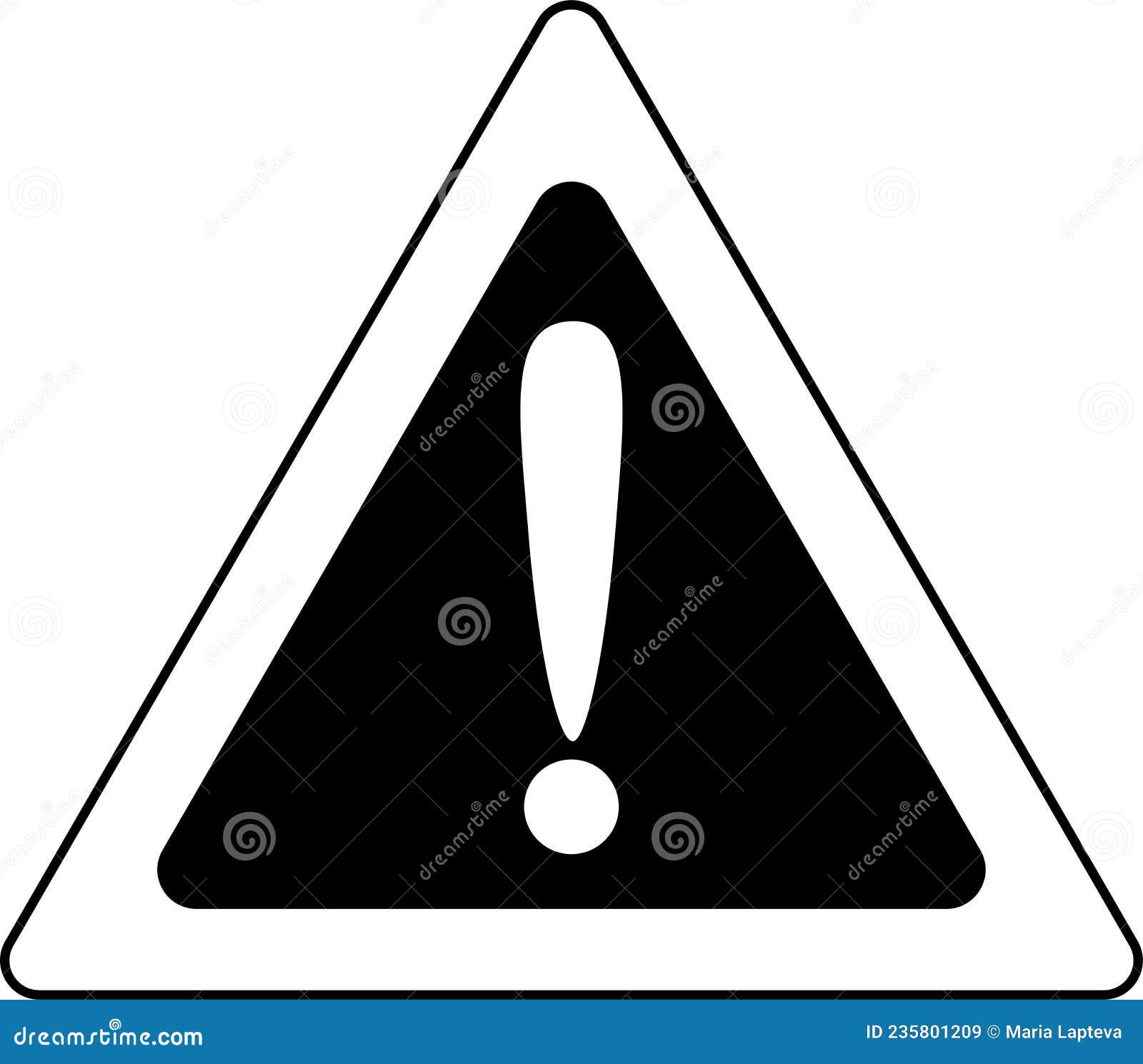 The Icon is an Exclamation Mark in a Triangle, Black Silhouette. Stock ...