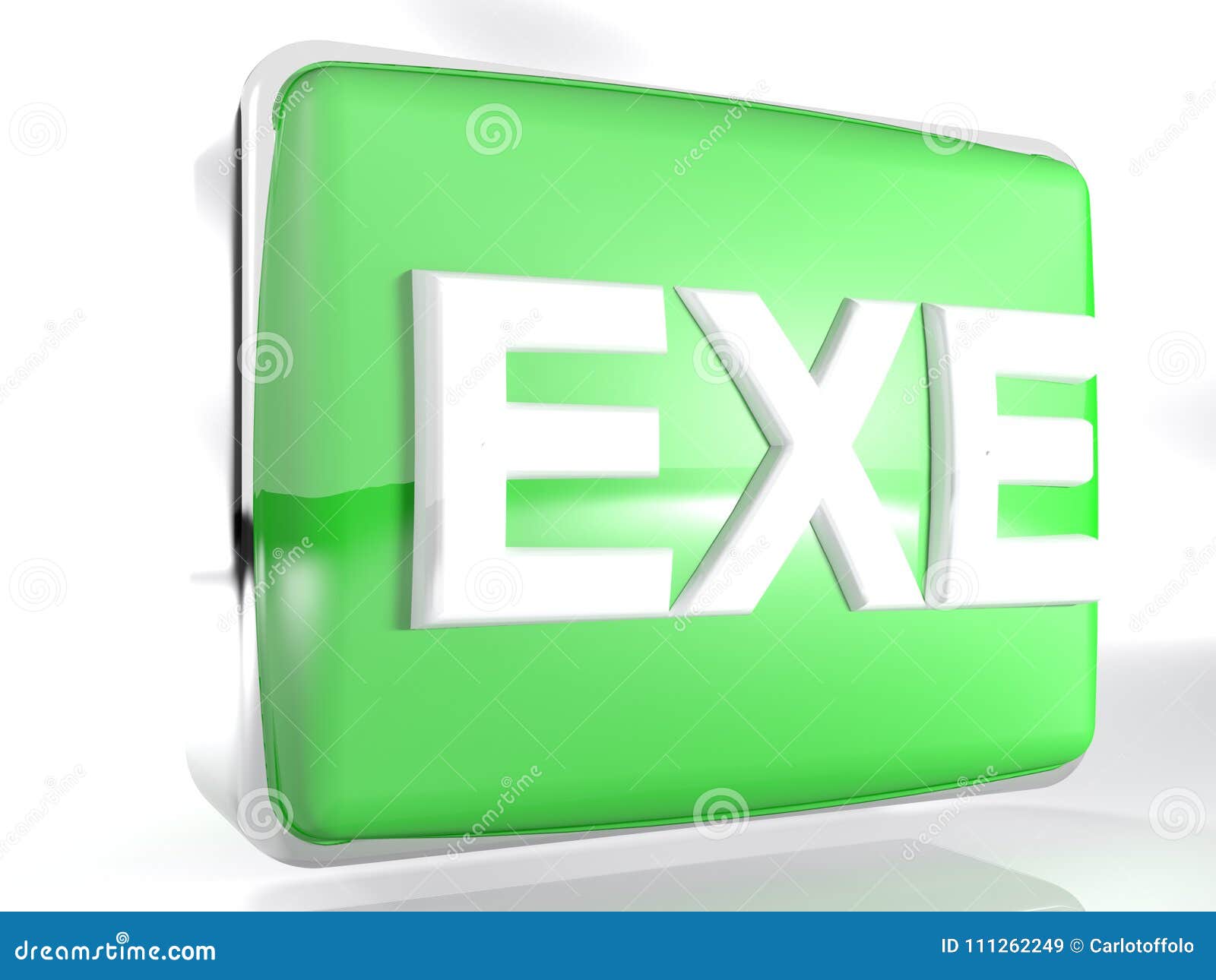 EXE Green Box Icon - 3D Rendering Stock Illustration - Illustration of ...