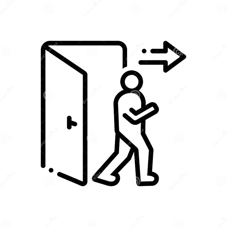 Black Line Icon for Exit, Egress and Vent Stock Illustration ...