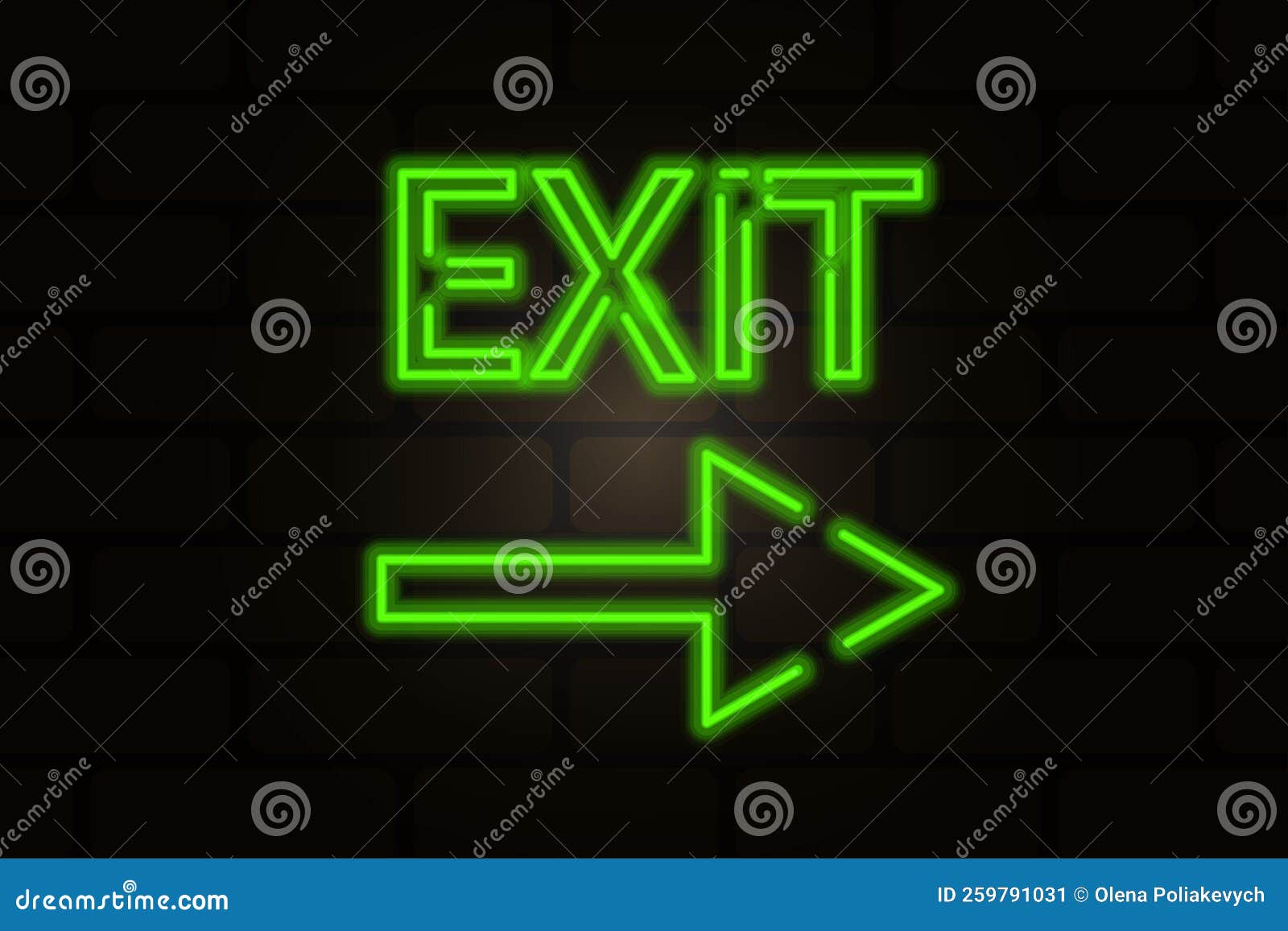 Icon with Exit Green Neon. Vector Illustration. Stock Image Stock ...