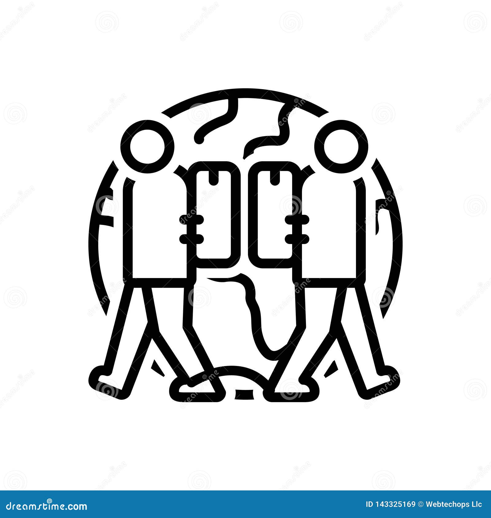 Black Line Icon for Expat, Expatriate and Migrant Stock Vector ...