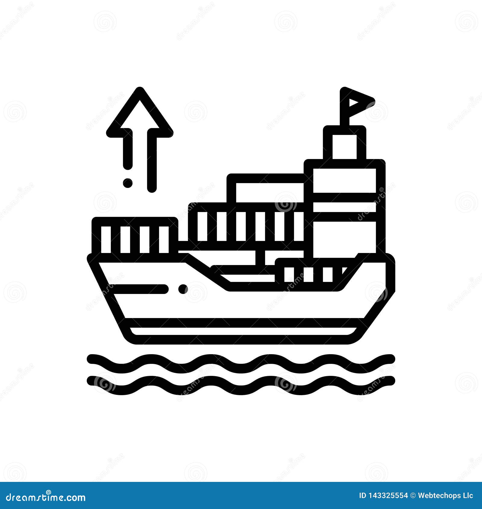 Black Line Icon for Exporter, Ship and Transport Stock Vector ...