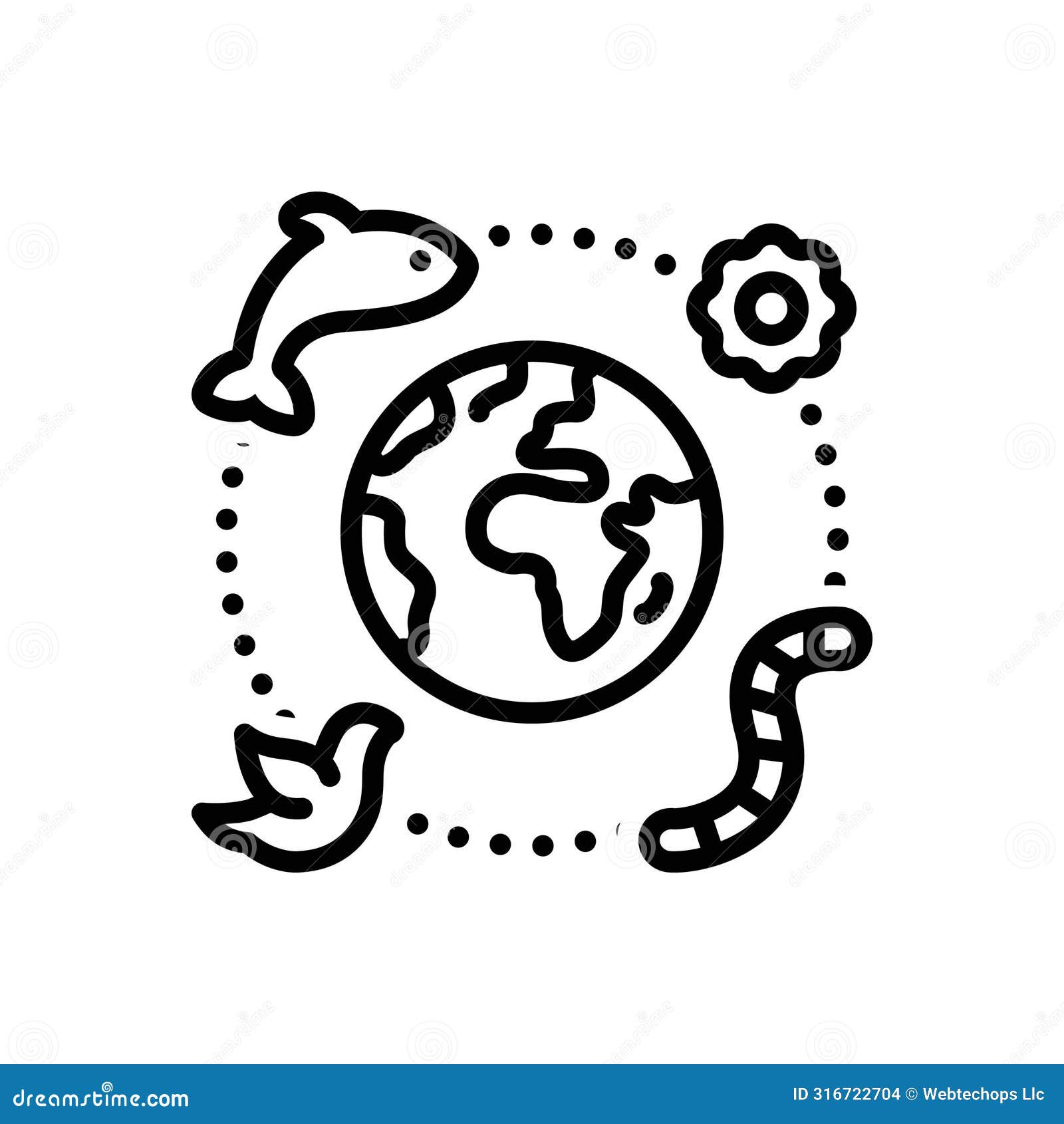 Black Line Icon for Extinction of Species, Biodiversity and Animal ...