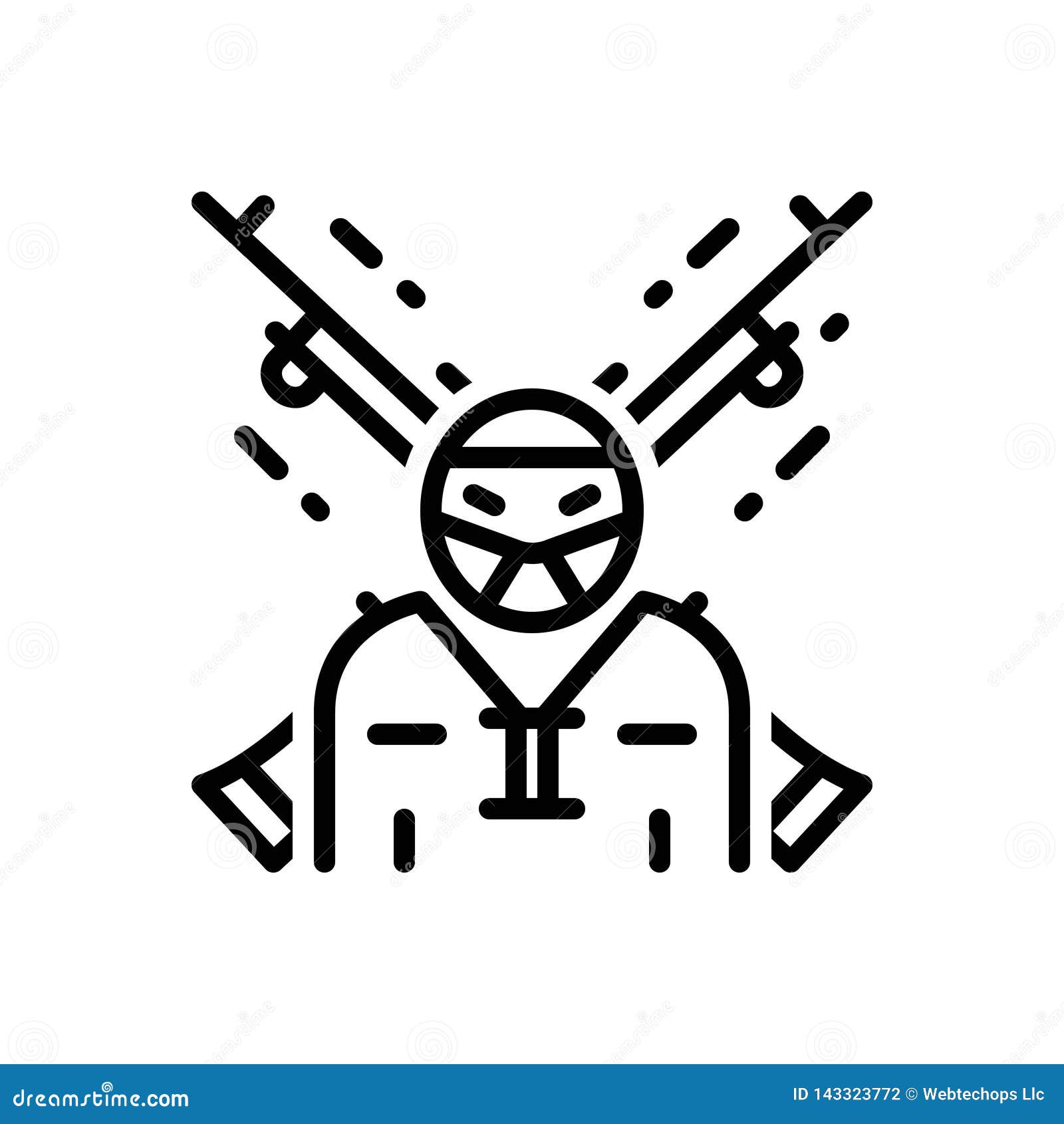 Black Line Icon for Extremist, Terrorist and Rebel Stock Vector ...