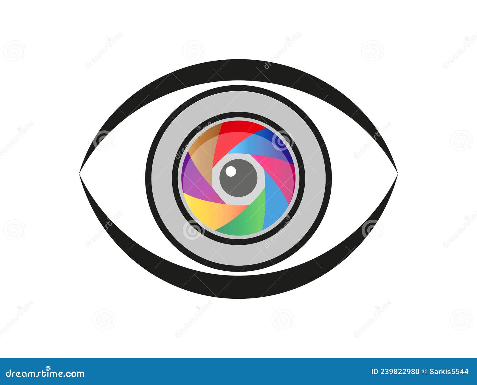 Icon Eye As Camera Lens with Colorful Diaphragm Shutter Stock Vector ...