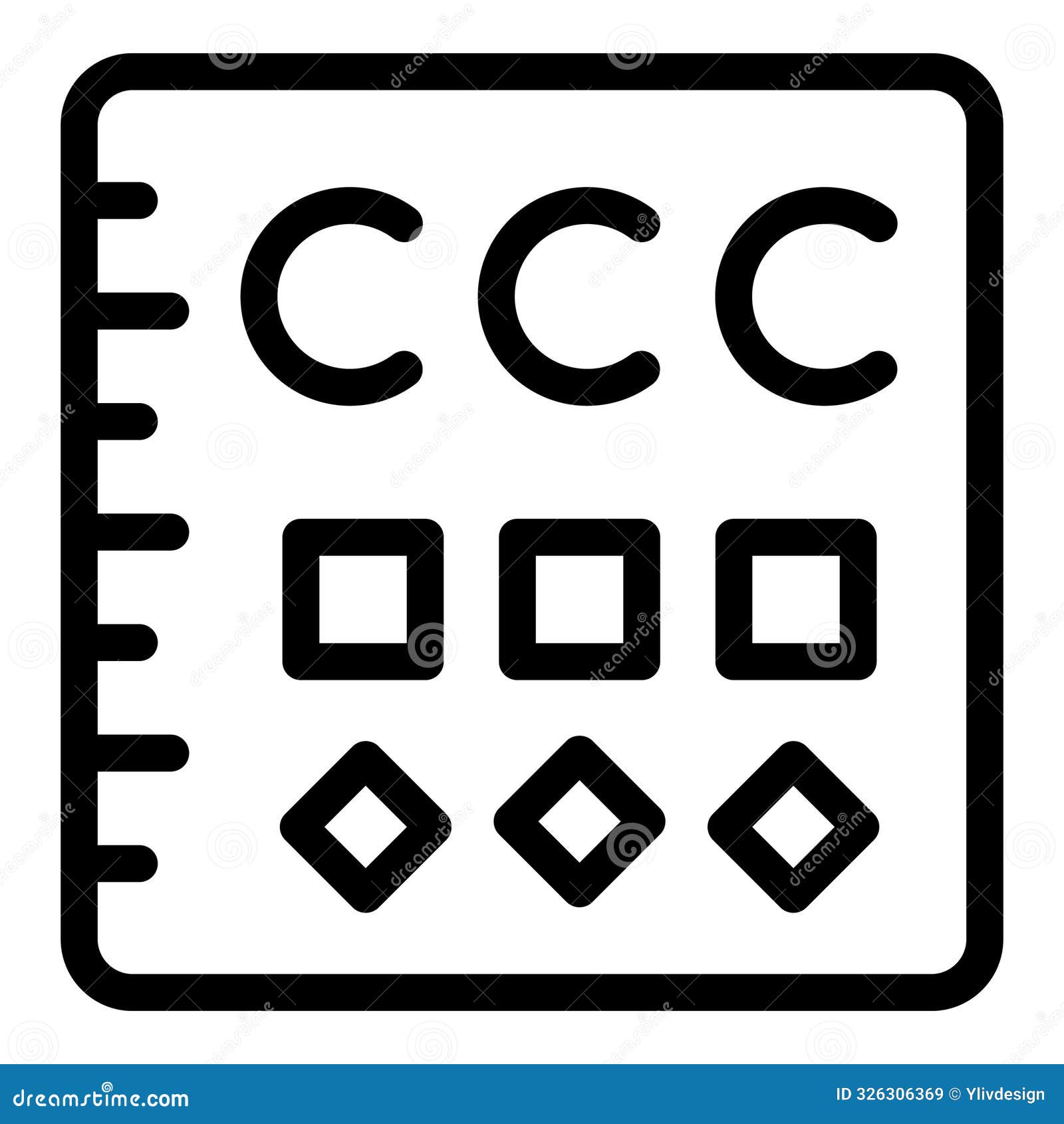 Eye Test Chart with Letters and Shapes Representing Optometry and ...