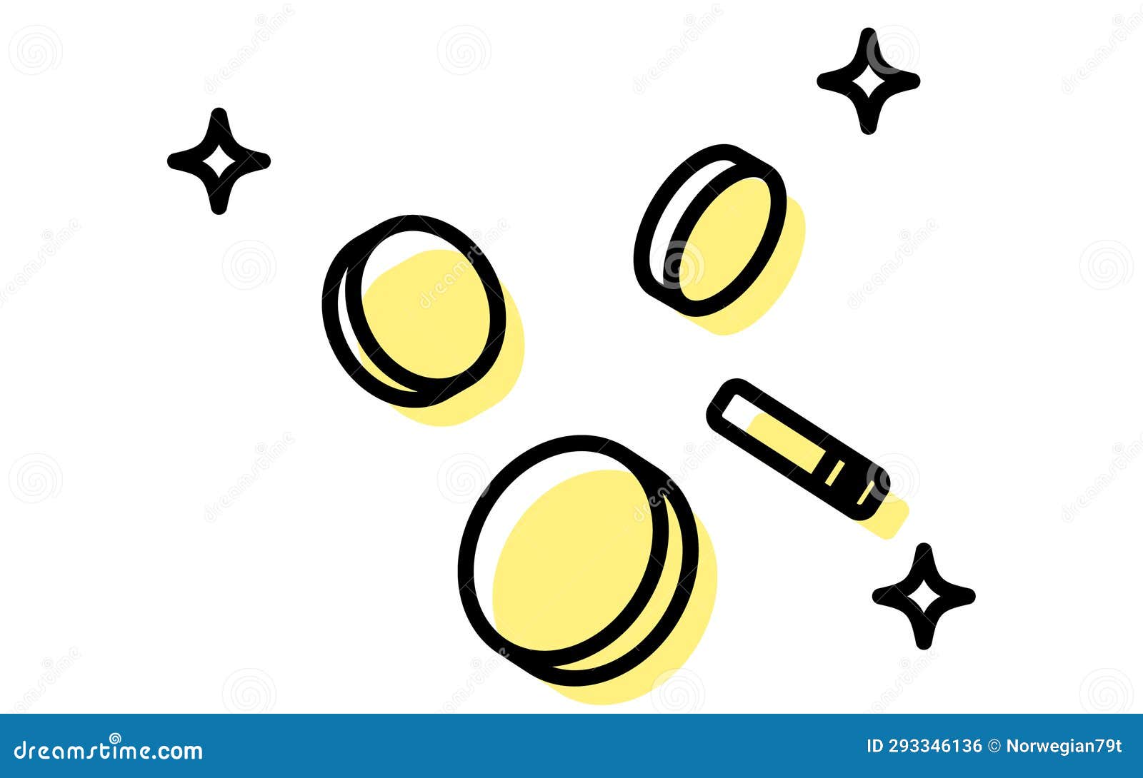 Icon of a Falling Coin, Simple Line Drawing Illustration Stock Vector ...