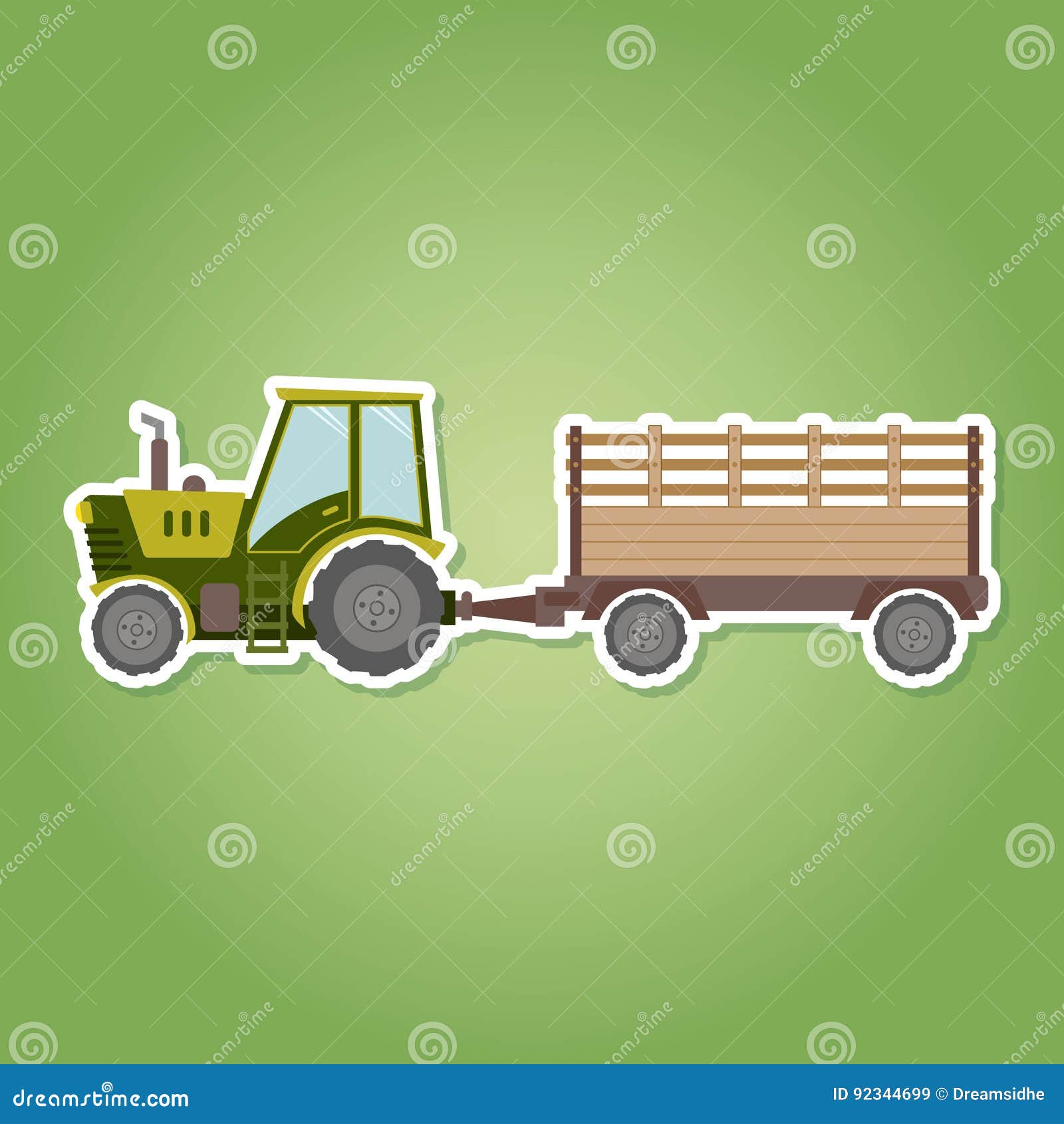 Icon with Farm Tractor and Trailer Stock Vector - Illustration of tire ...