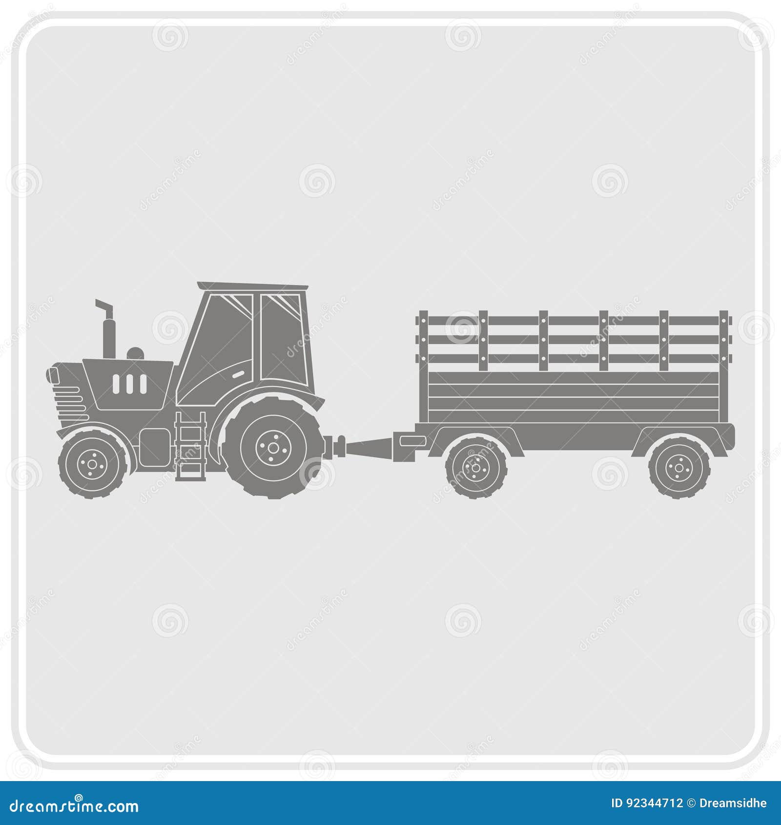 Icon with Farm Tractor and Trailer Stock Vector - Illustration of ...